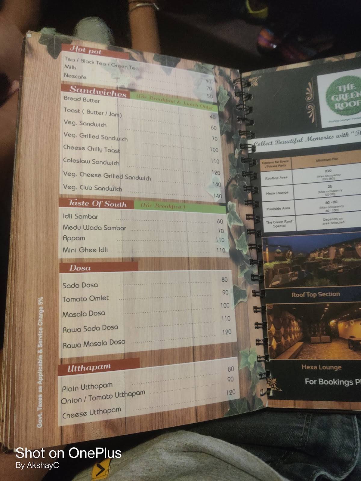 Menu at The Green Roof Pure Veg Restaurant In Pune, Pune, Parinay Complex