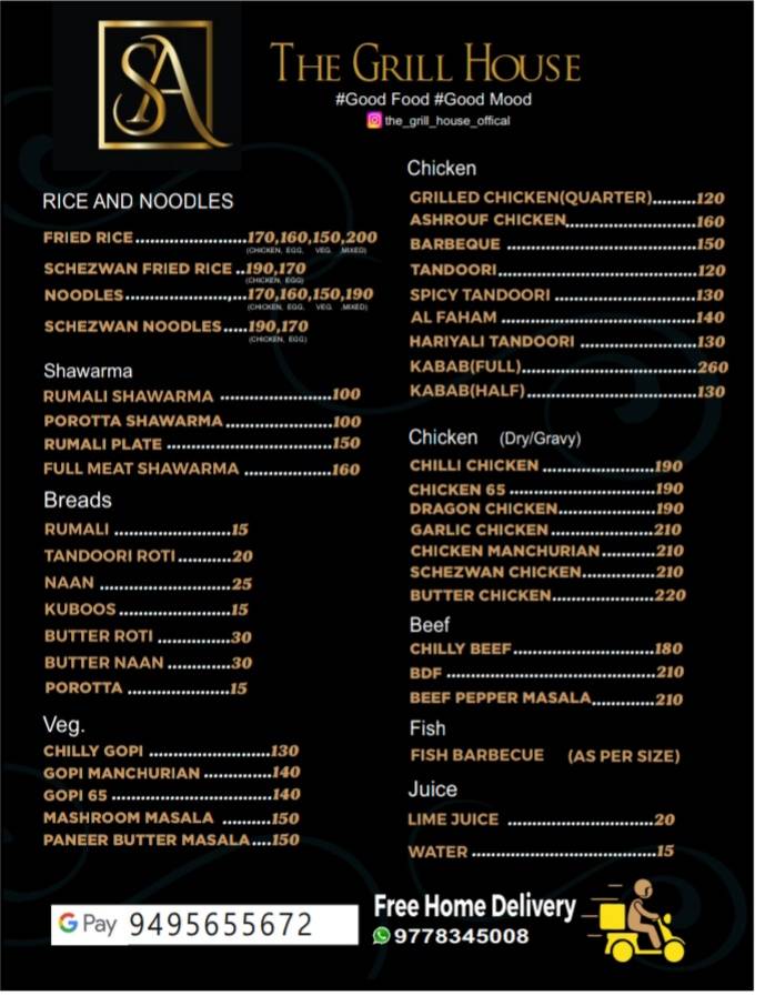 Menu at The Grill House Thiruvalla, Thiruvalla