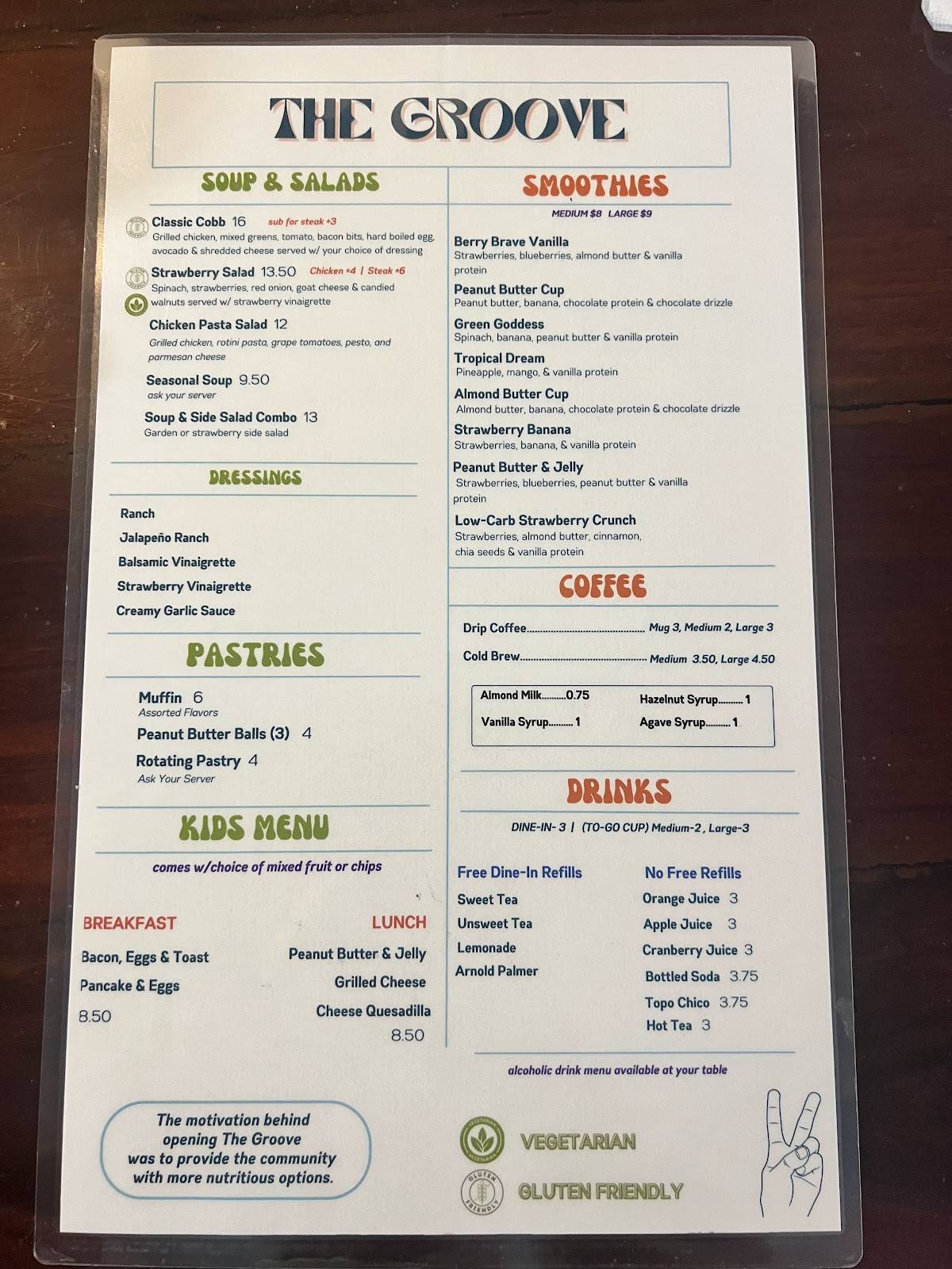 Menu at The Groove - Thai Restuarant restaurant, San Marcos