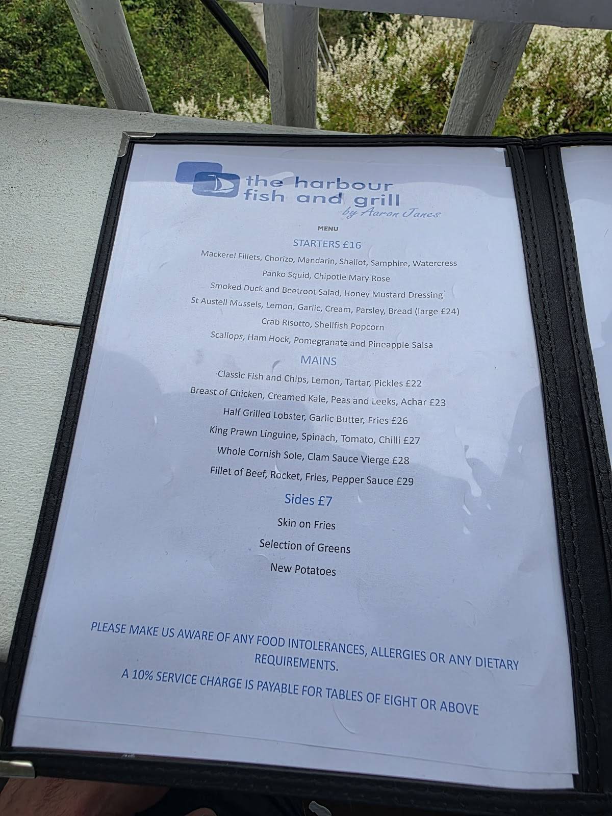 Menu at The Harbour Fish and Grill Restaurant, Newquay