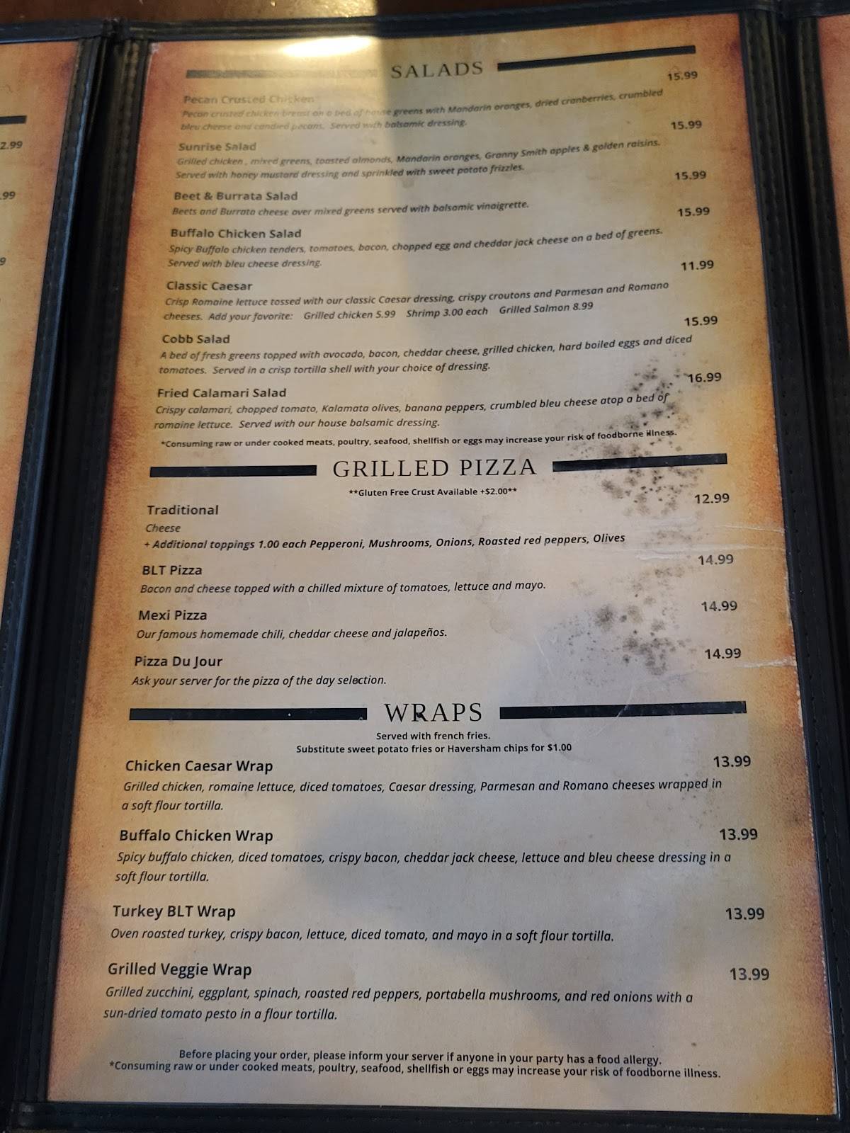 Menu at The Haversham restaurant, Westerly