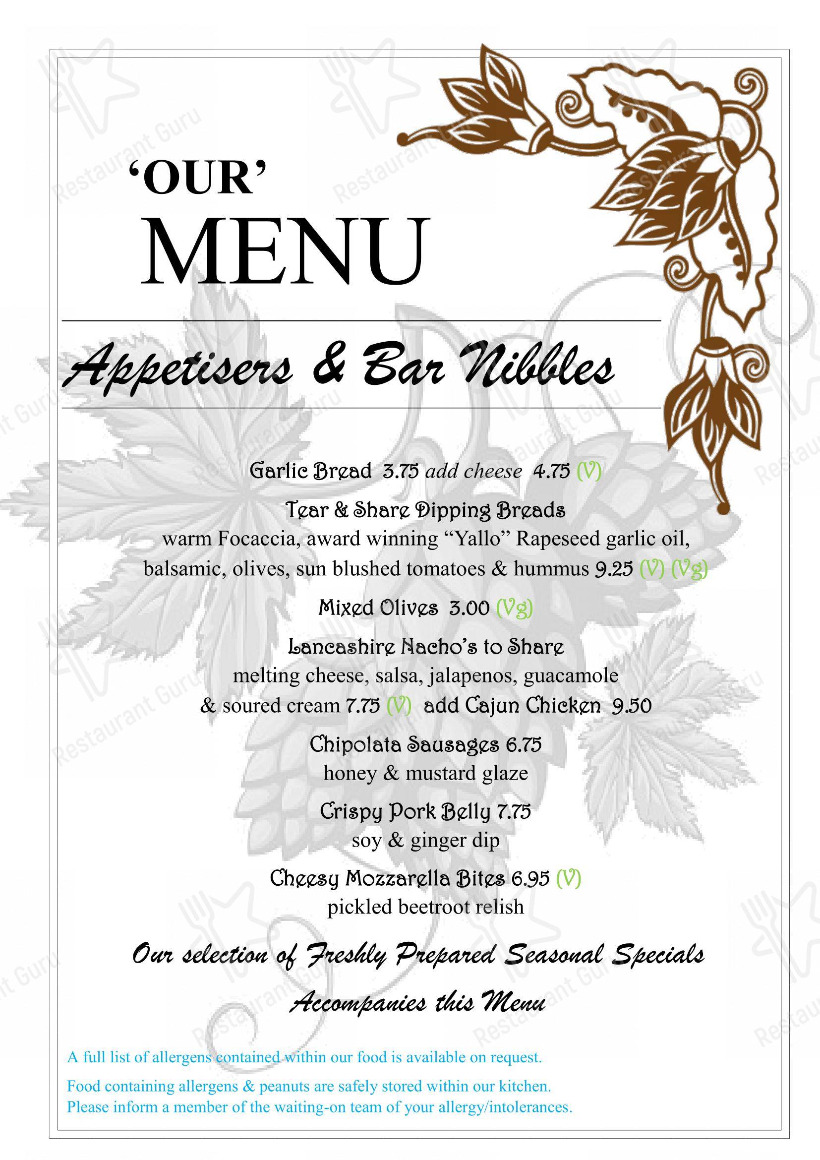 Menu at The Hop Vine pub & bar, Ormskirk