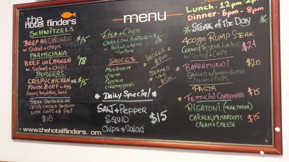 Menu at The Hotel Flinders pub & bar, Port Augusta