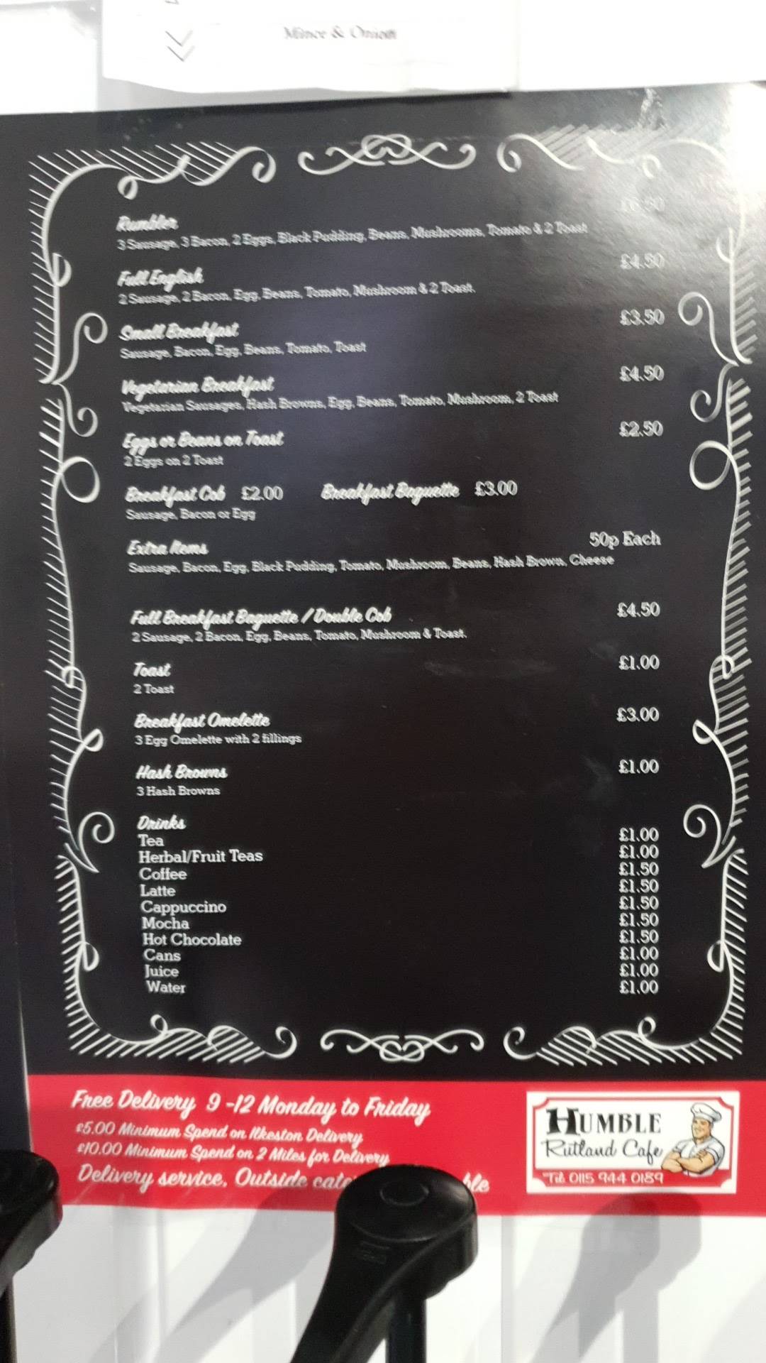 Menu at The Humble Rutland Cafe, Ilkeston