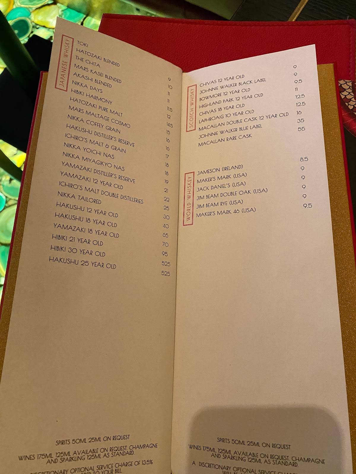 Carta del restaurante The Ivy Asia Mayfair, Londres