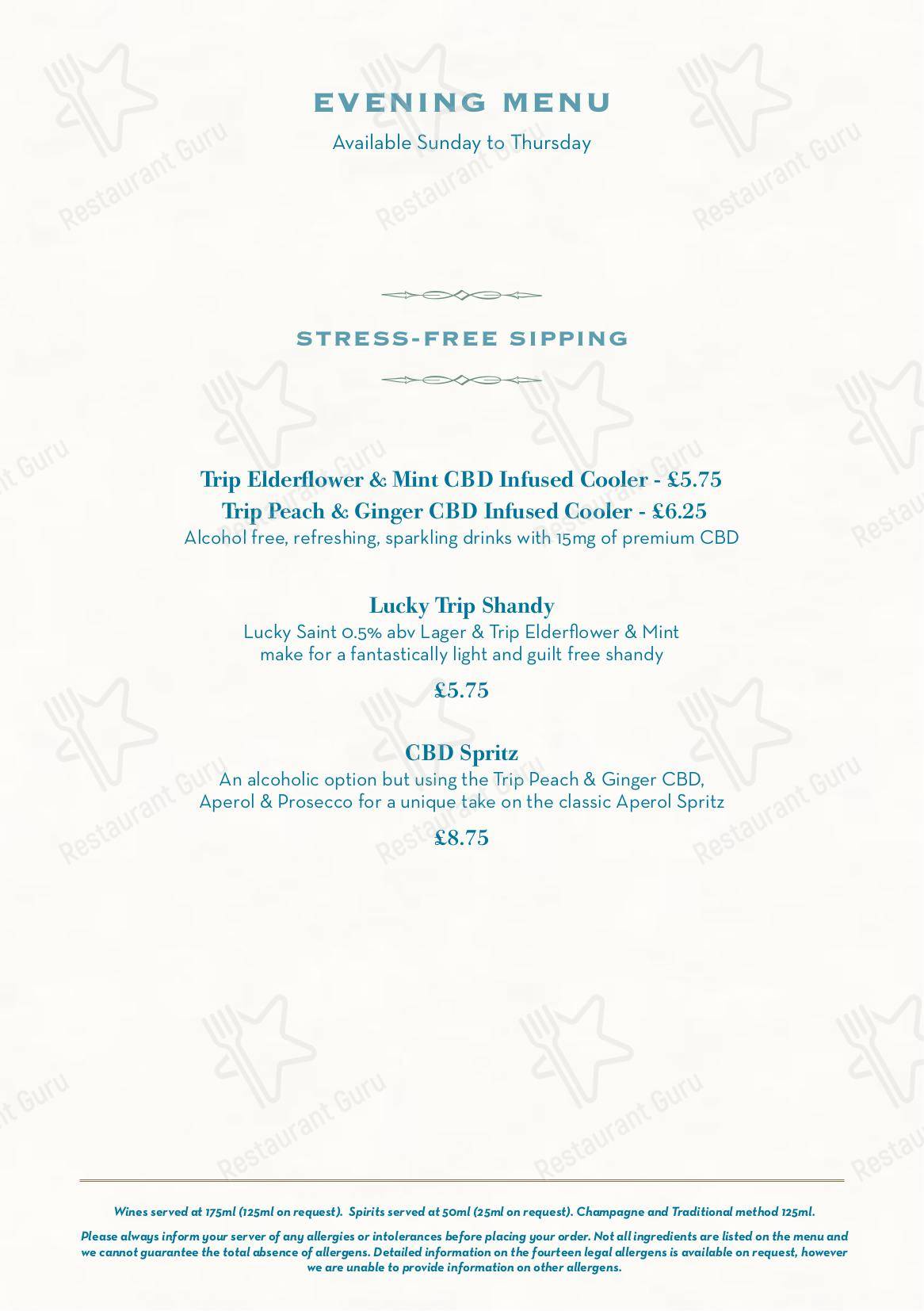 Menu at The Ivy Cobham Garden restaurant, Cobham