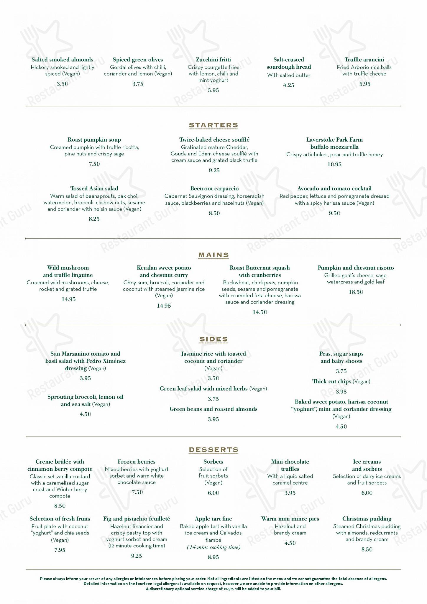 Menu at The Ivy Cobham Garden restaurant, Cobham