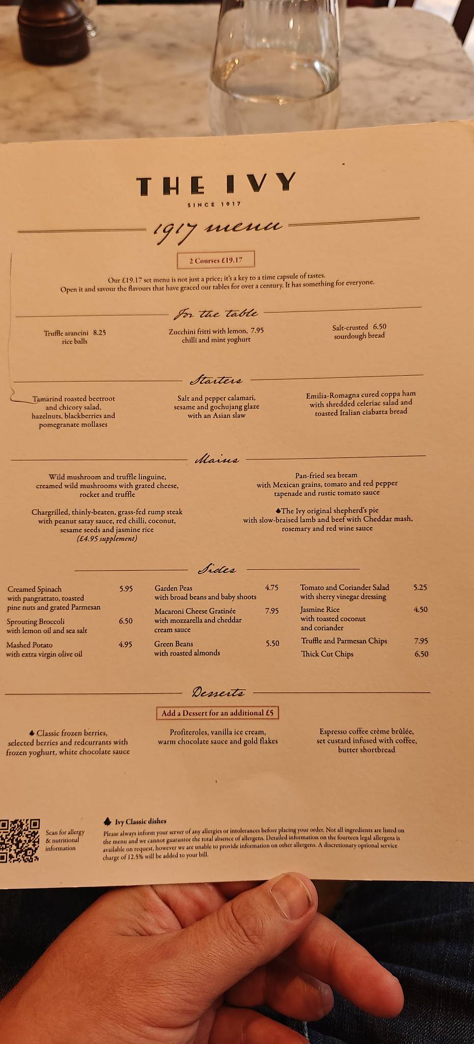 Menu at The Ivy Cobham Garden restaurant, Cobham