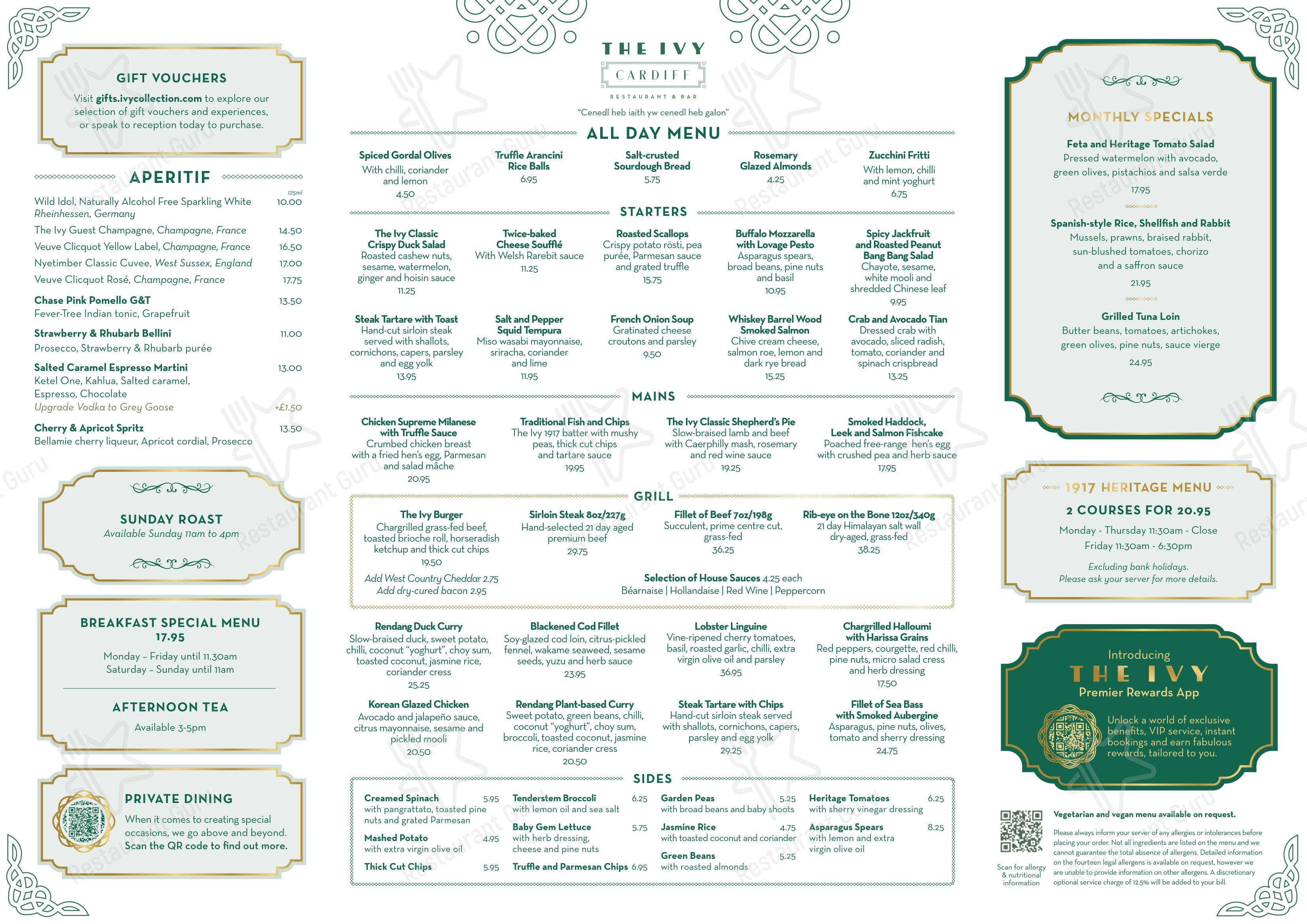 Menu at The Ivy Cobham Garden restaurant, Cobham