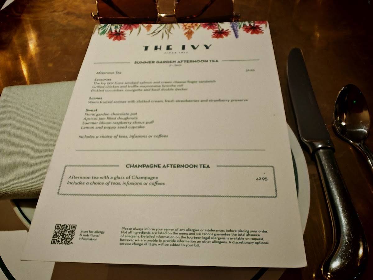 Menu at The Ivy Oxford Brasserie restaurant, Oxford