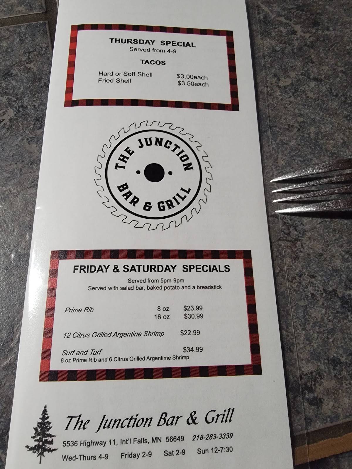 Menu at The Junction Bar And Grill, USA, MN-11