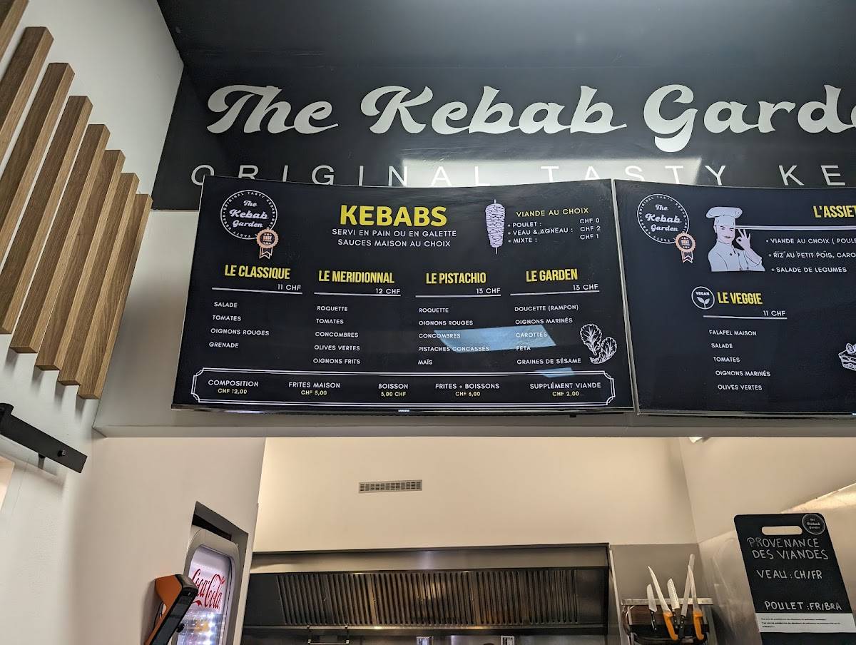 Carta de The Kebab Garden, Lausana