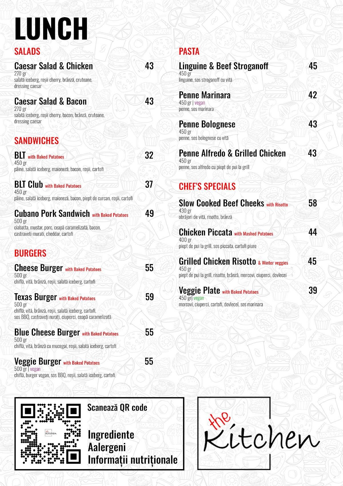 Menu at The Kitchen, Cluj-Napoca