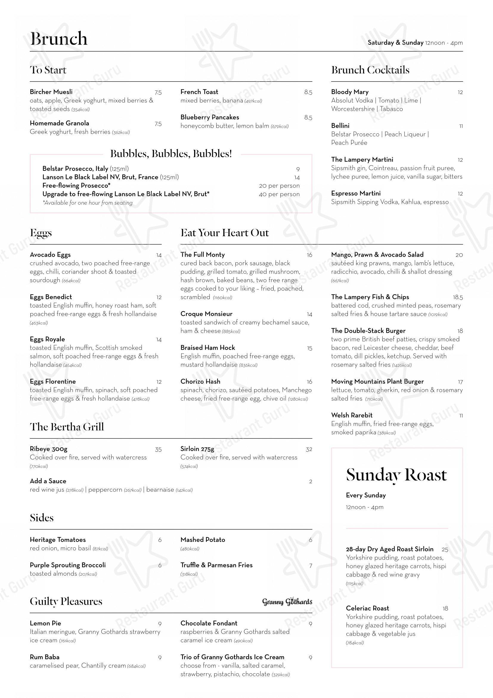 Menu at The Lampery pub & bar, London, 1 Seething Ln