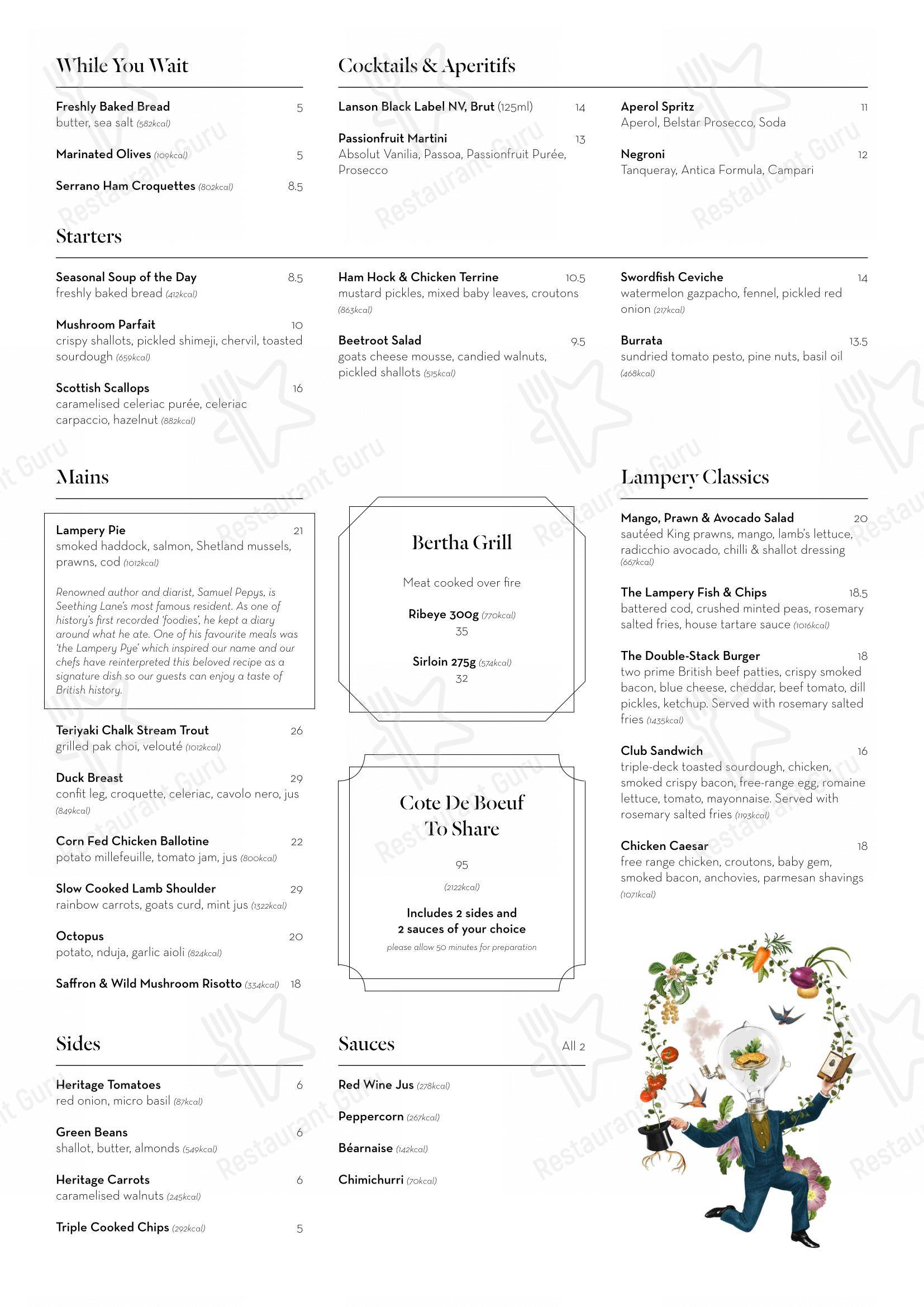Menu at The Lampery pub & bar, London, 1 Seething Ln