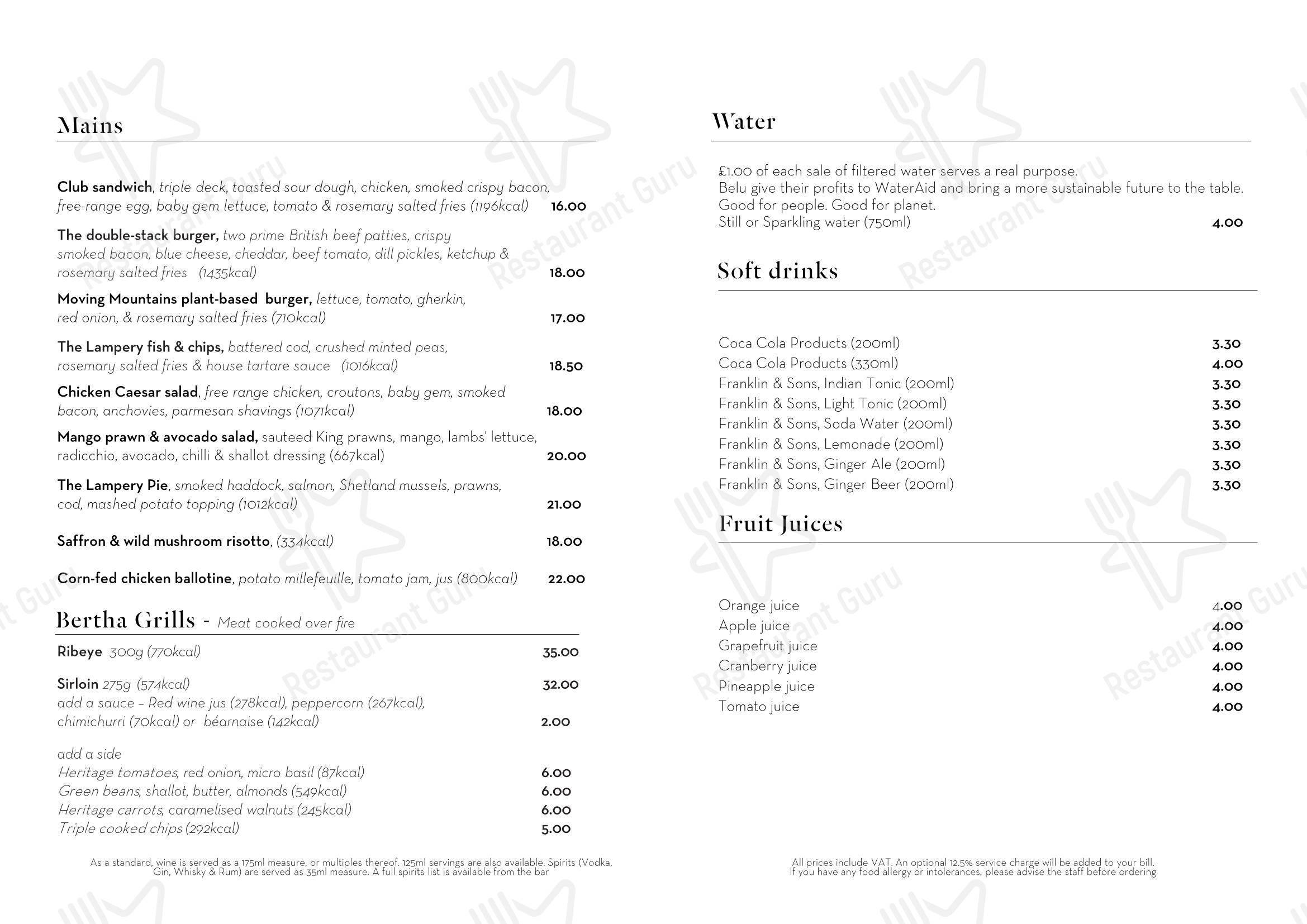 Menu at The Lampery pub & bar, London, 1 Seething Ln