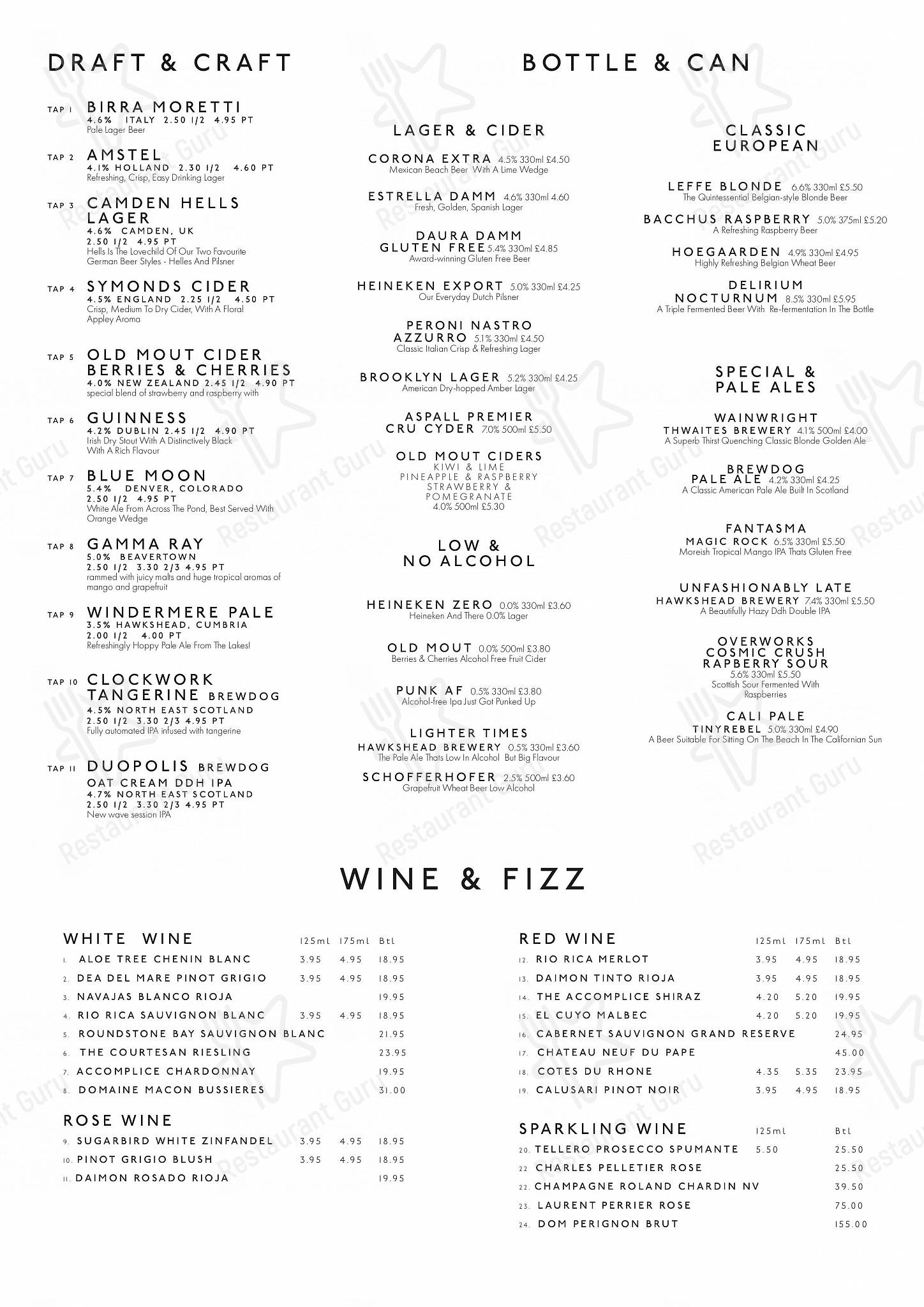 Menu at The Last Zebra restaurant, Carlisle