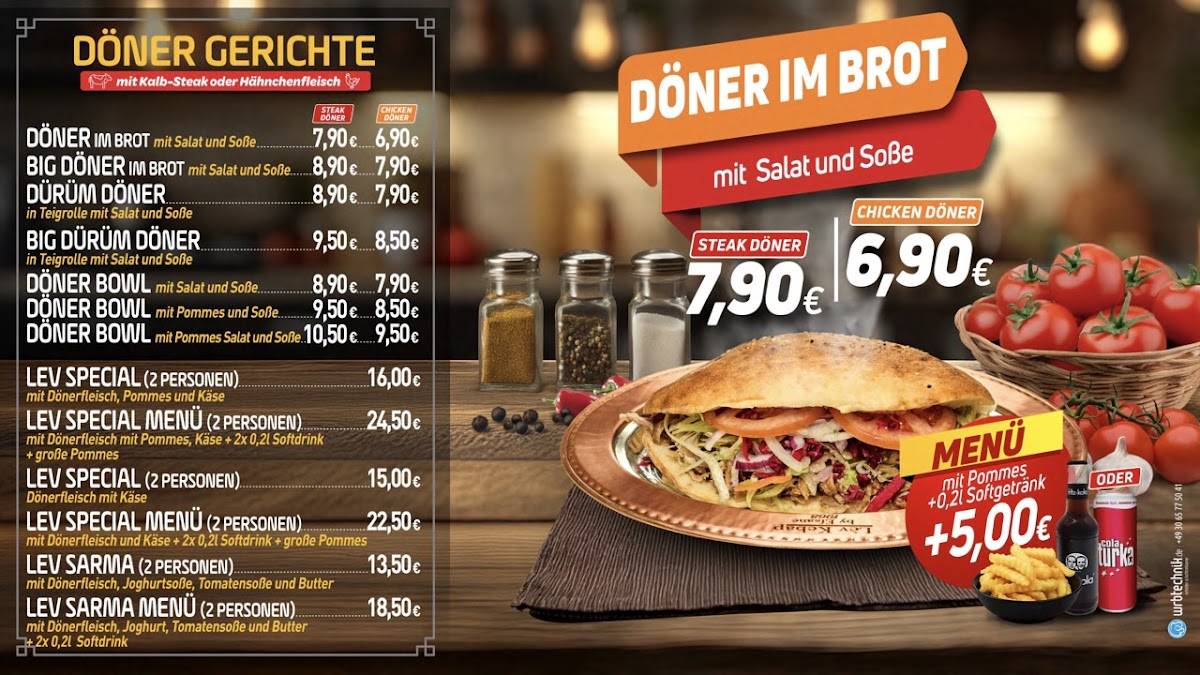 Carta del restaurante The Lev - Doner Kebab, Berlin