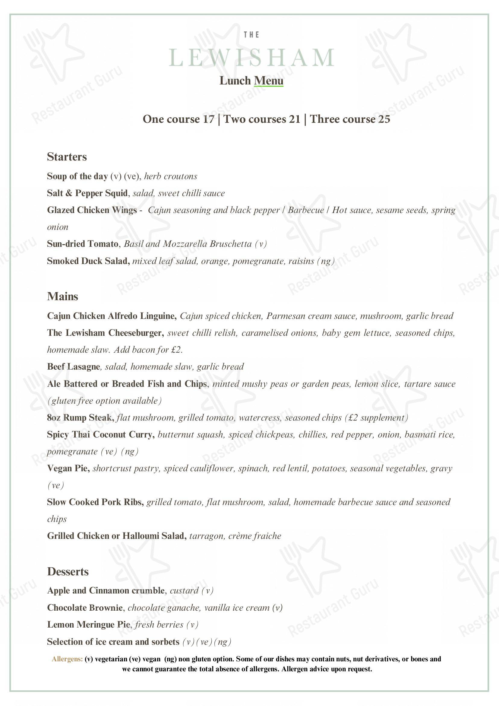 Menu at The Lewisham Bar & Restaurant, West Bromwich