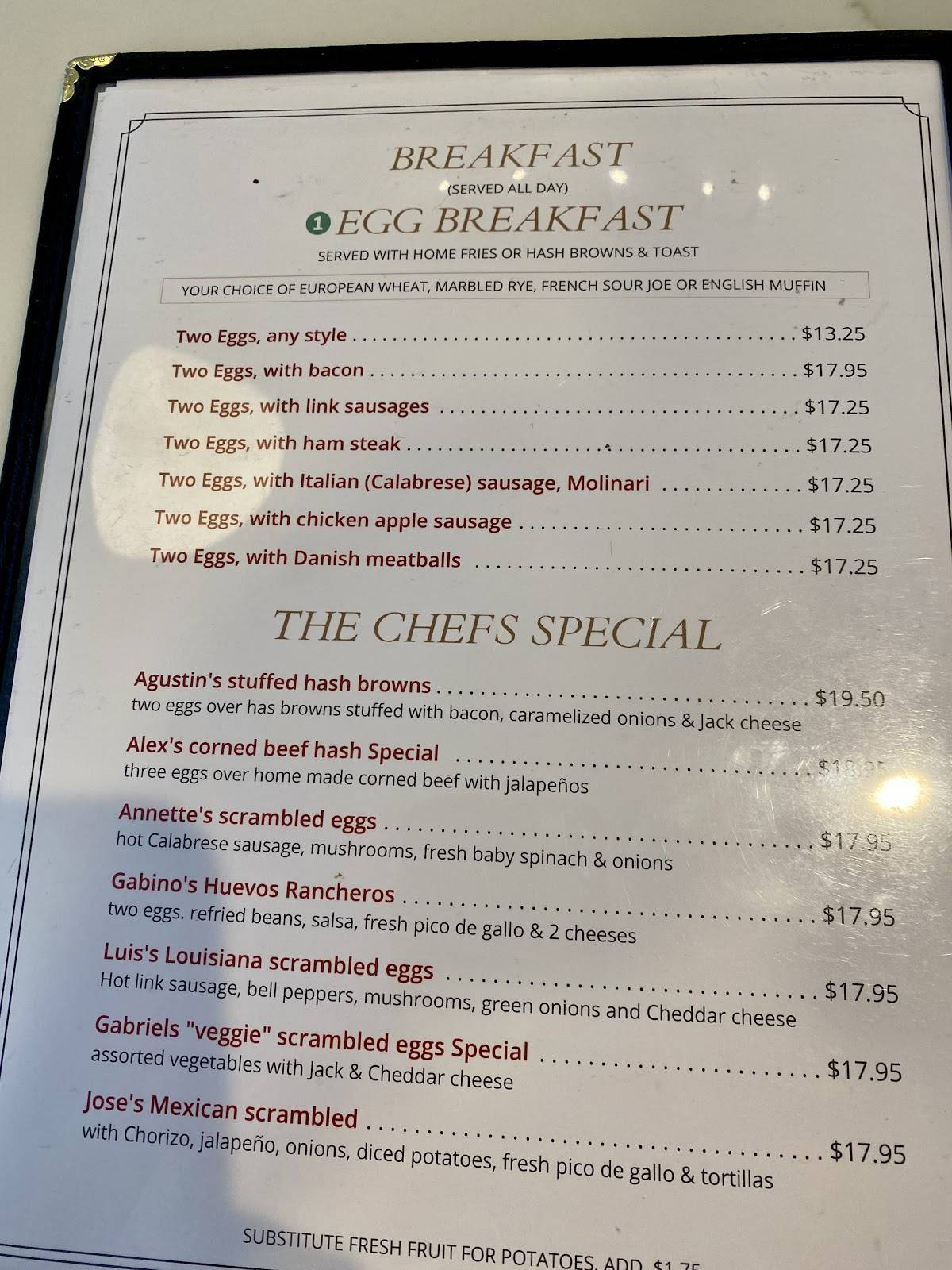 Menu at The Lighthouse Café restaurant, Corte Madera