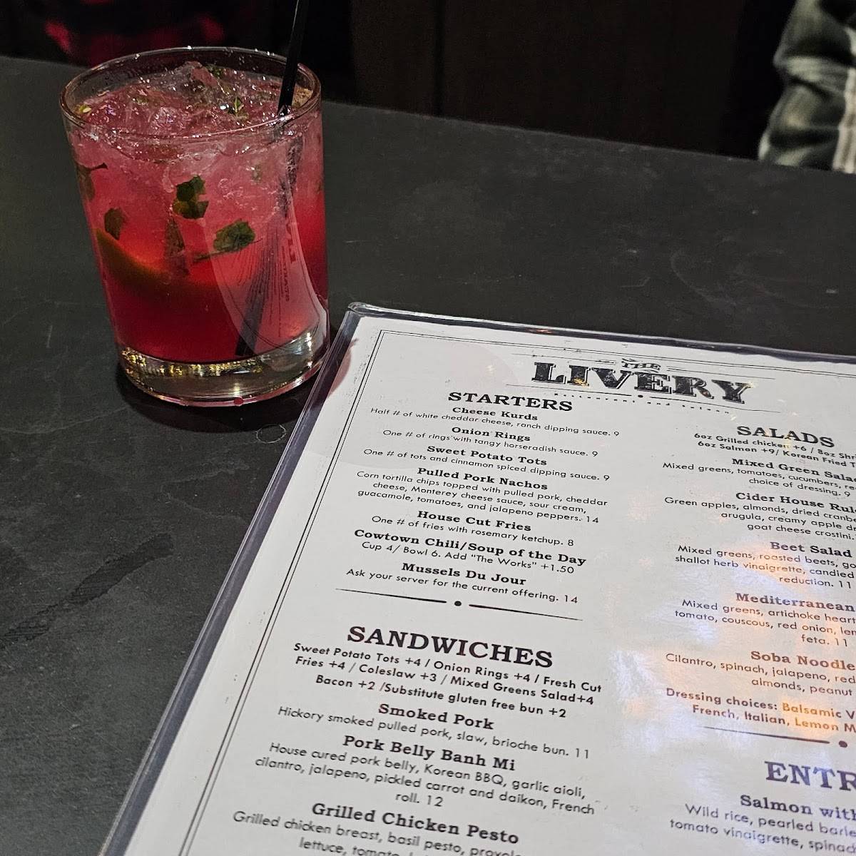 Menu at The Livery Restaurant & Saloon, Eau Claire