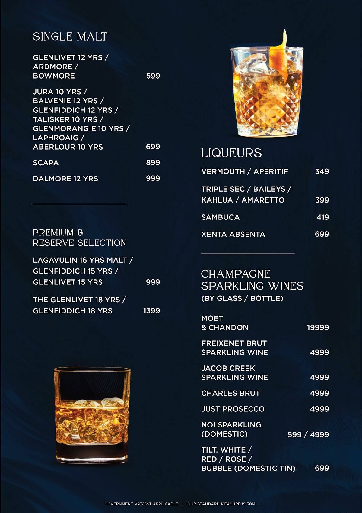 Menu at The Living Room, Chennai
