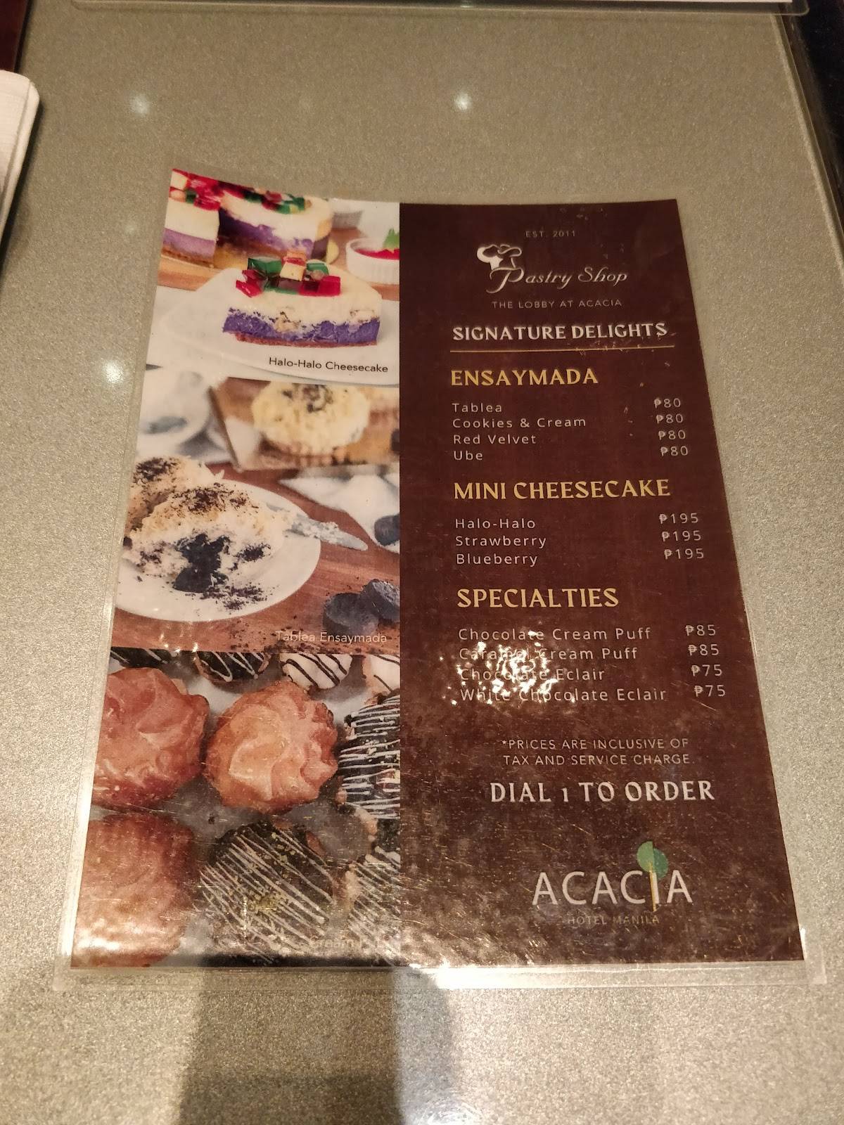 Menu at The Lobby at Acacia restaurant, Muntinlupa