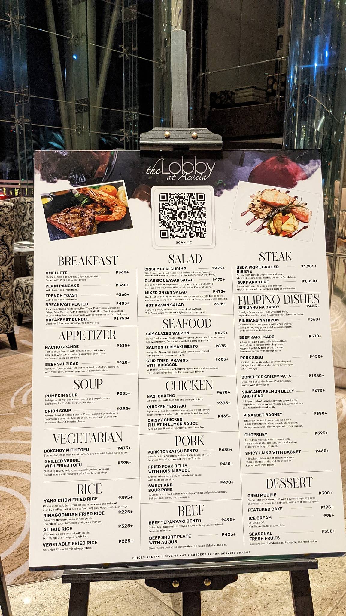 Menu at The Lobby at Acacia restaurant, Muntinlupa