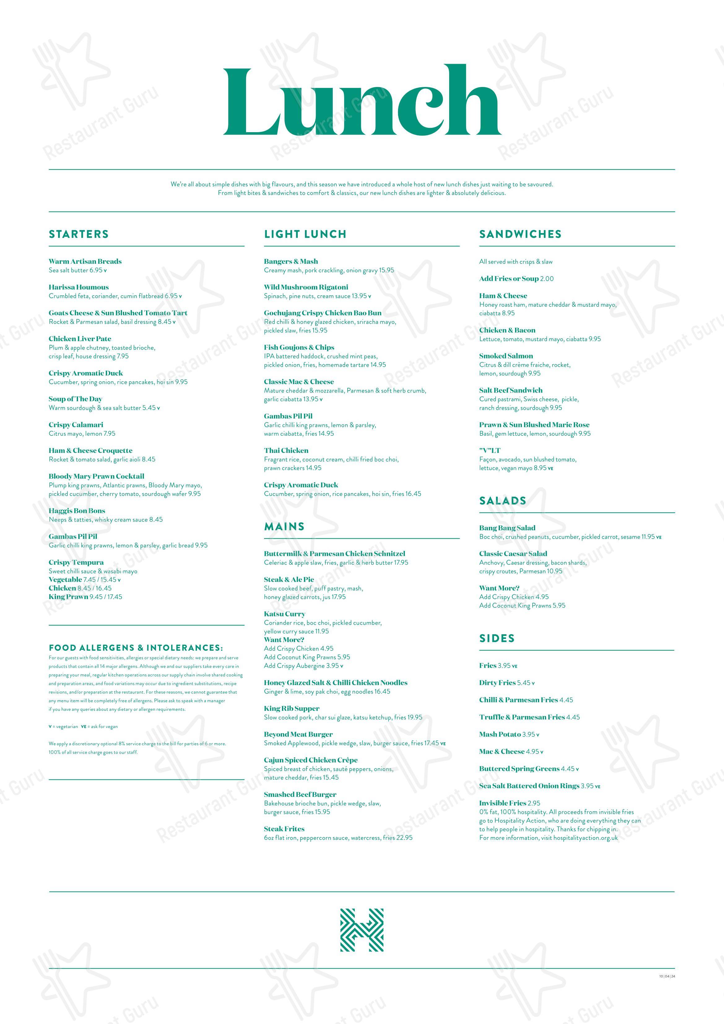 Menu at The Long House restaurant, Kilmarnock, 130 Titchfield St