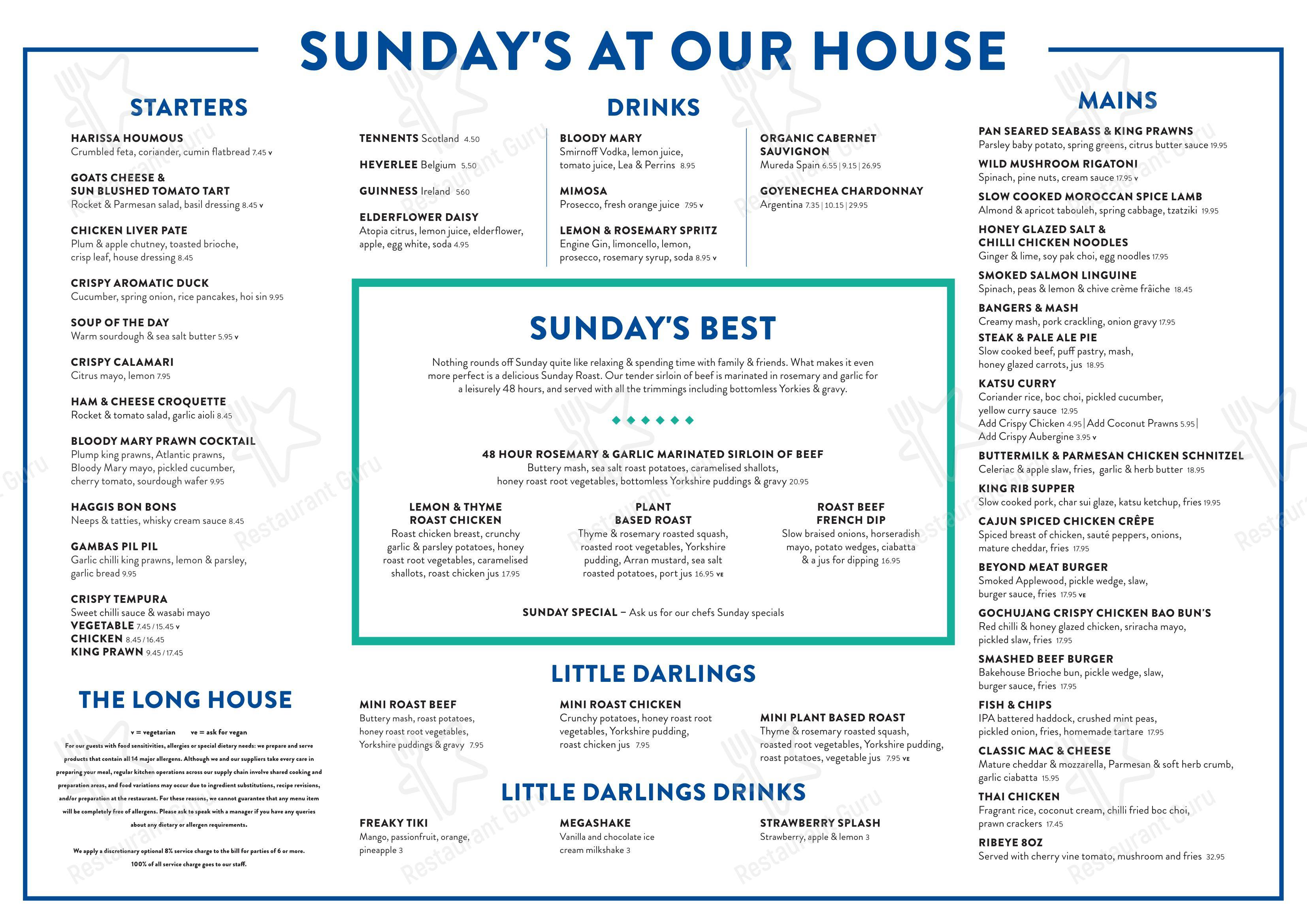 Menu at The Long House restaurant, Kilmarnock, 130 Titchfield St