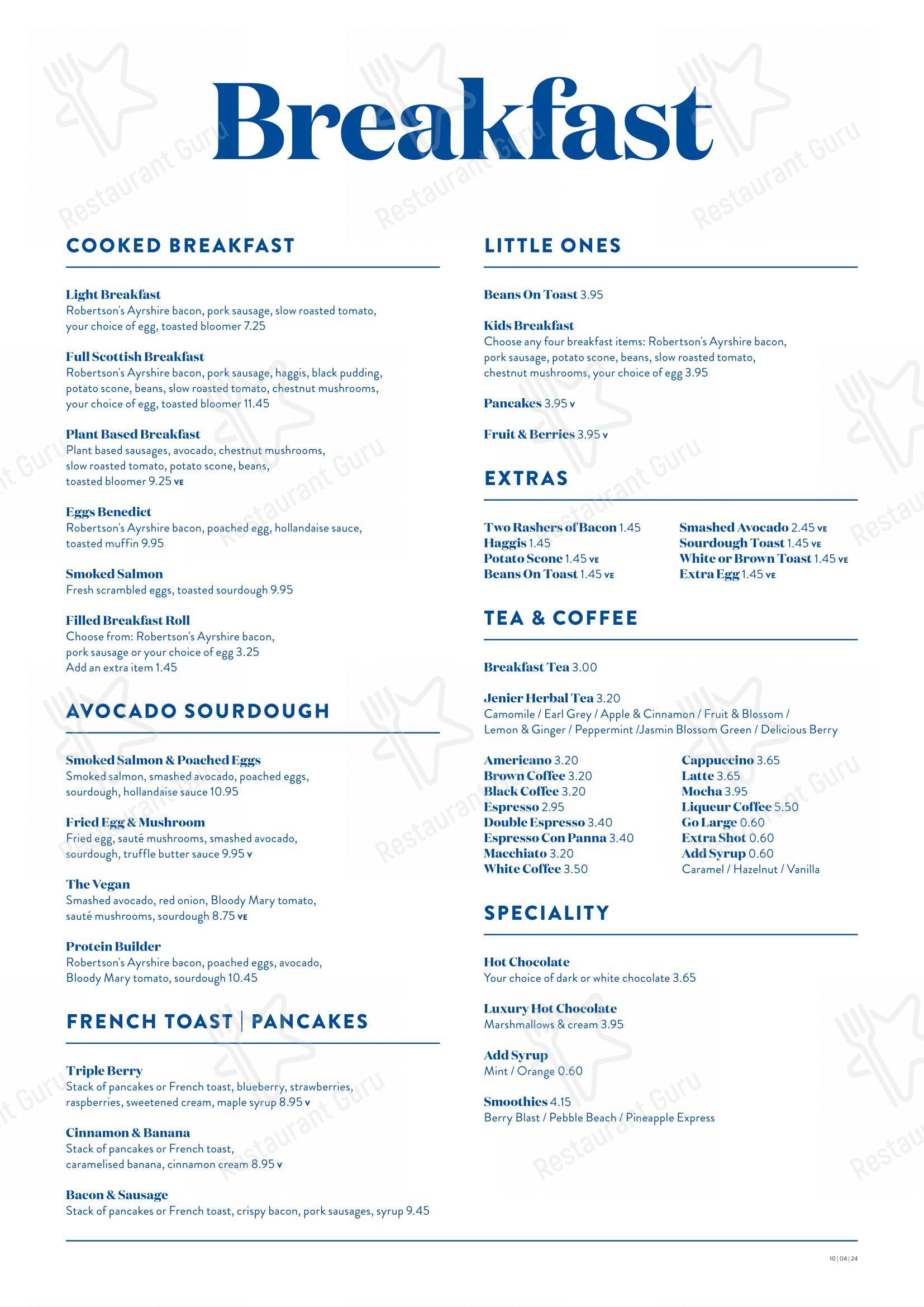 Menu at The Long House restaurant, Kilmarnock, 130 Titchfield St