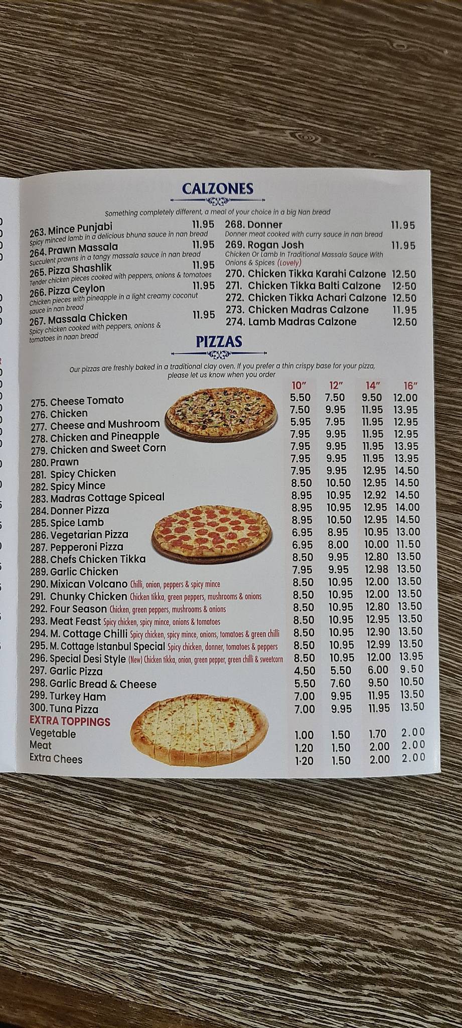 Menu at The Madras Cottage restaurant, Musselburgh