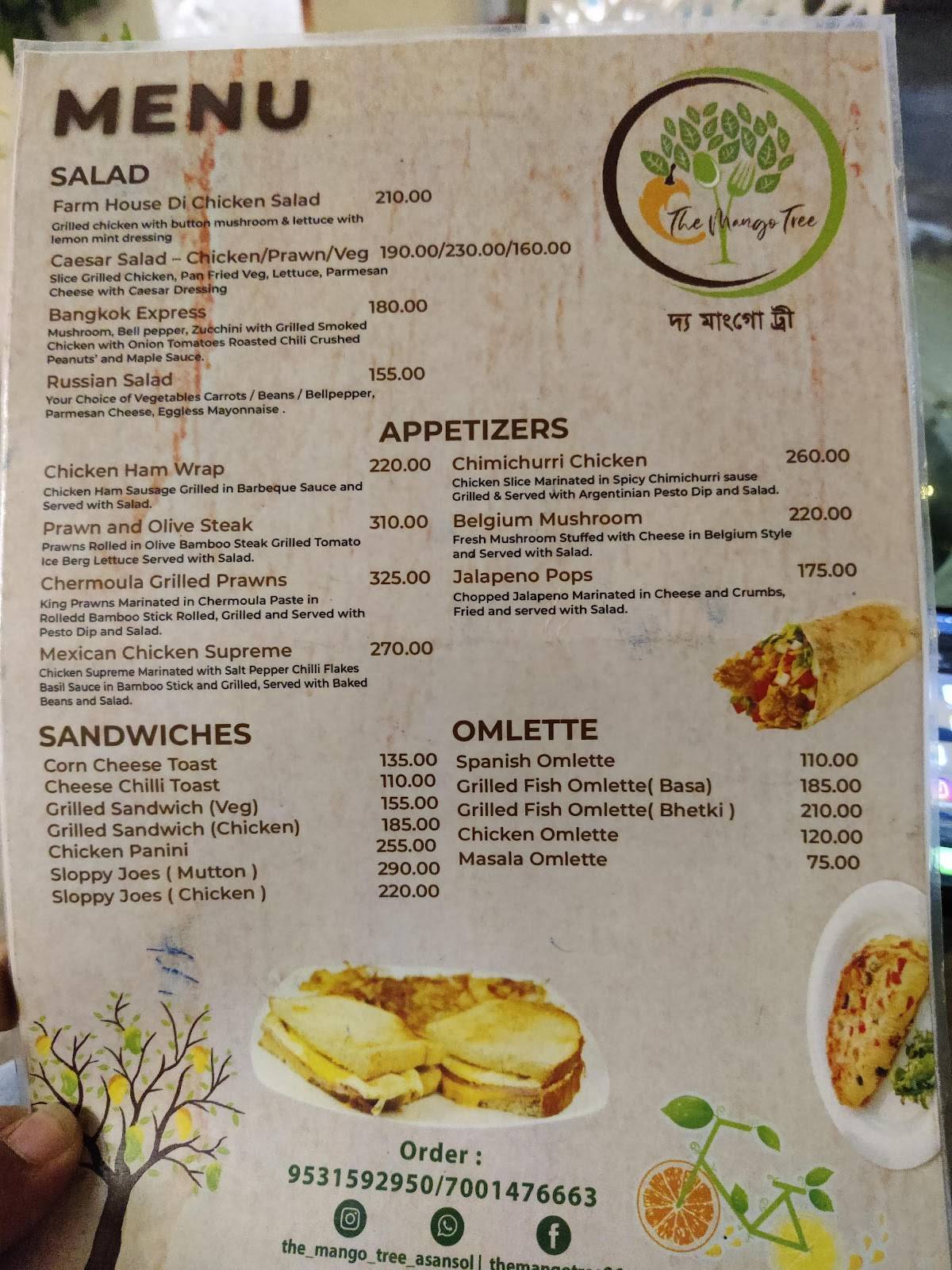 Menu at The Mango Tree Cafe, Asansol
