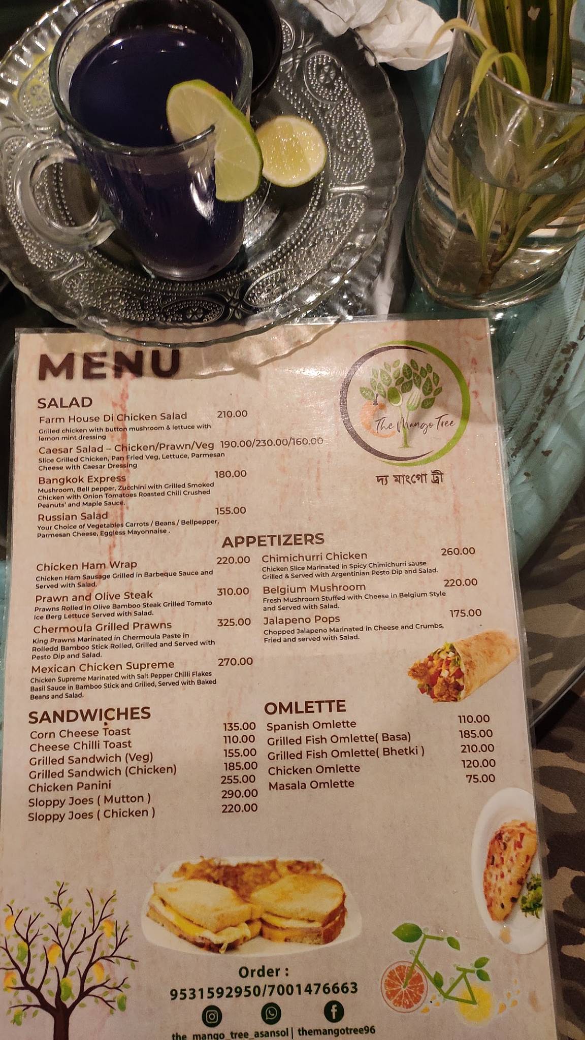 Menu at The Mango Tree Cafe, Asansol