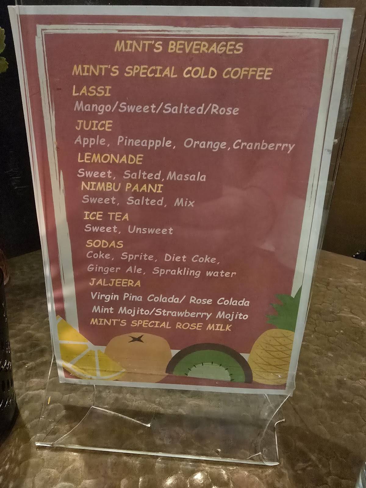 Menu at The Mint Room restaurant, Bel Air