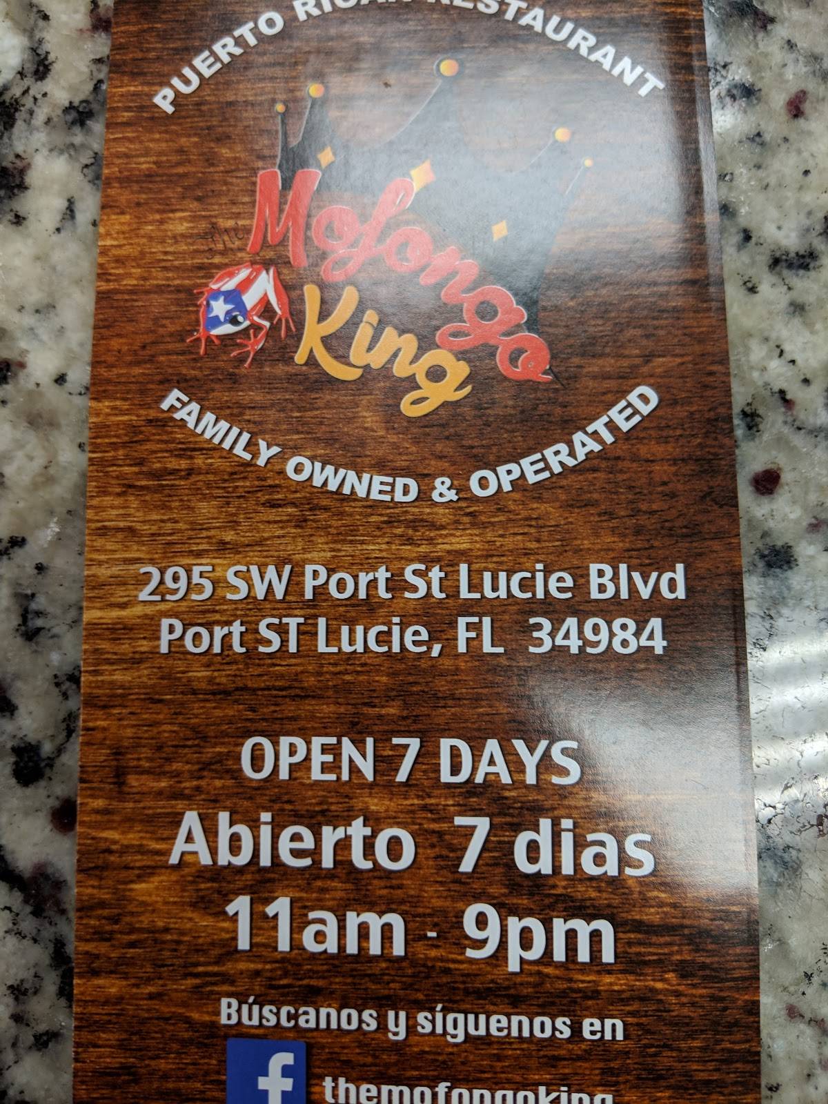 Menu at The Mofongo King restaurant, Port St. Lucie, 295 SW Port St ...