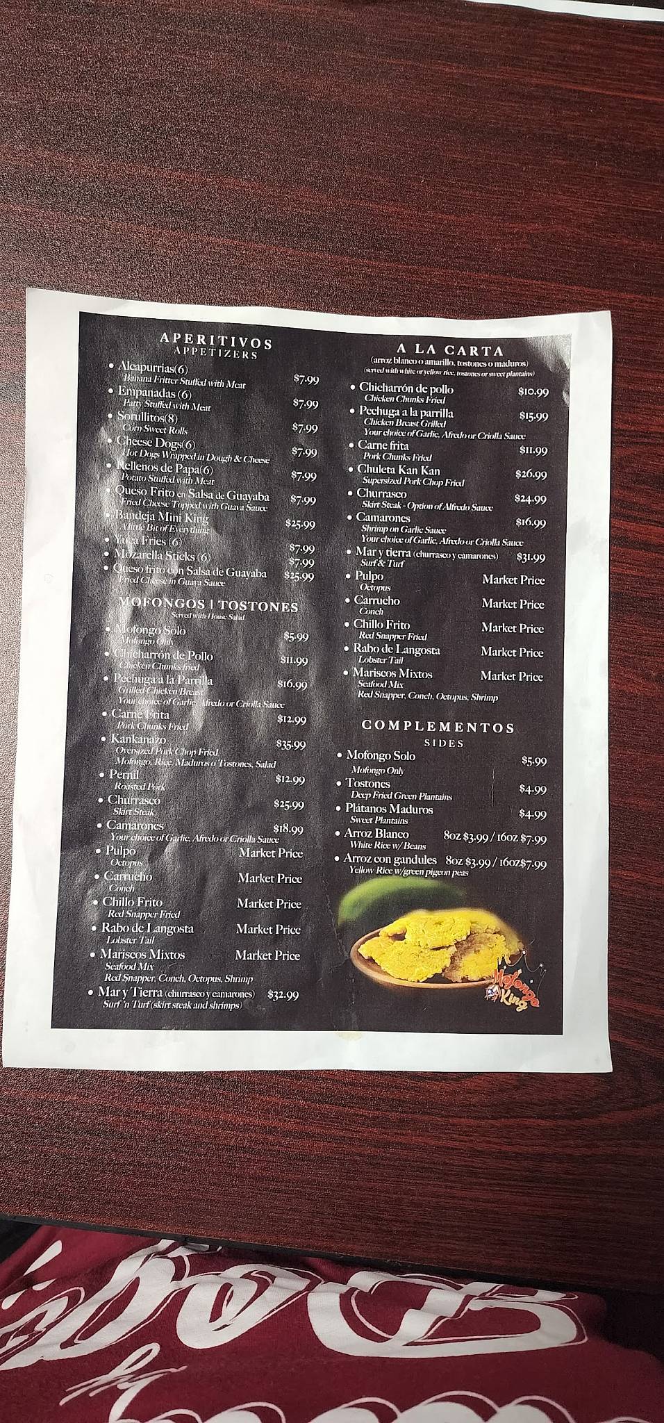 Menu at The Mofongo King restaurant, Port St. Lucie, 295 SW Port St ...