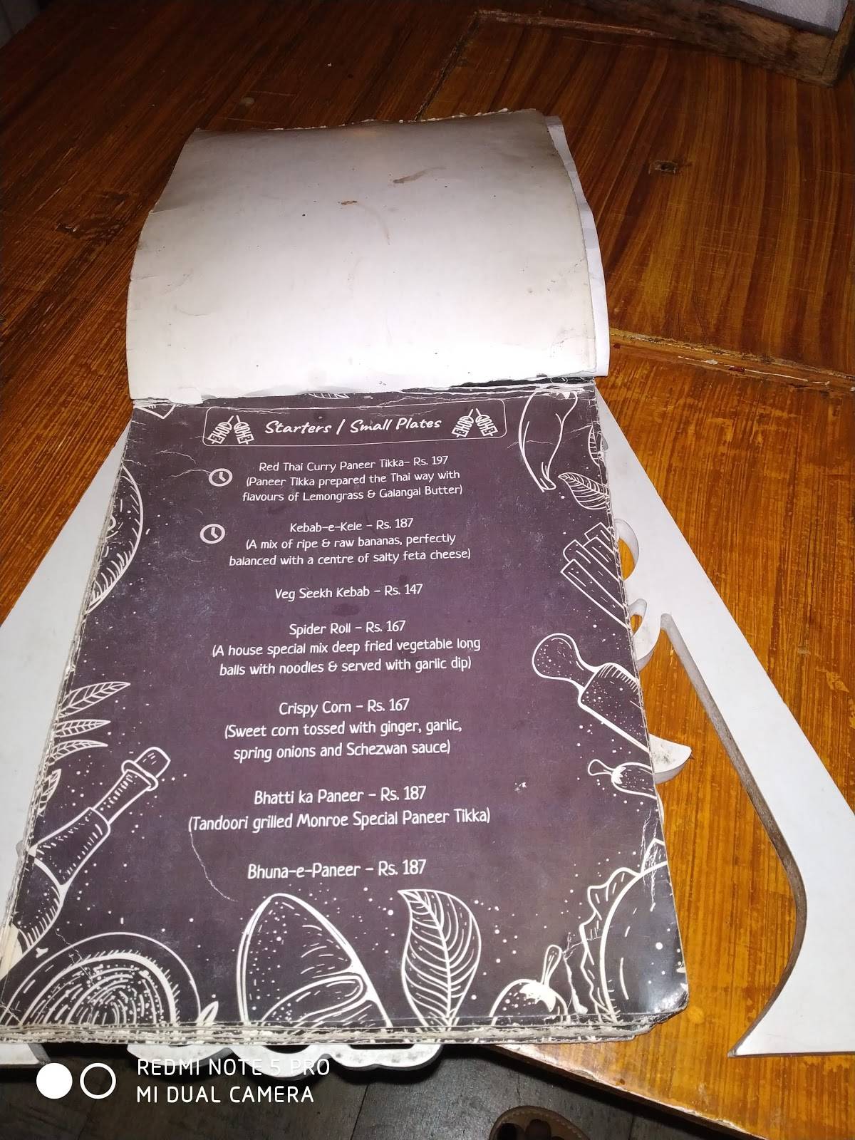 Menu at The Monroe Cafe, Indore