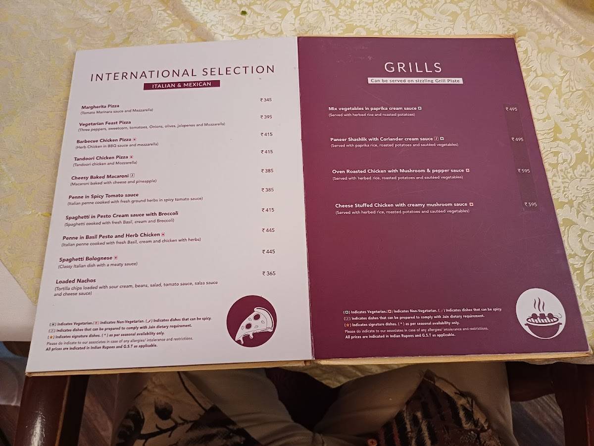 Menu at The Mulberry Tree Restaurant, Mount Abu