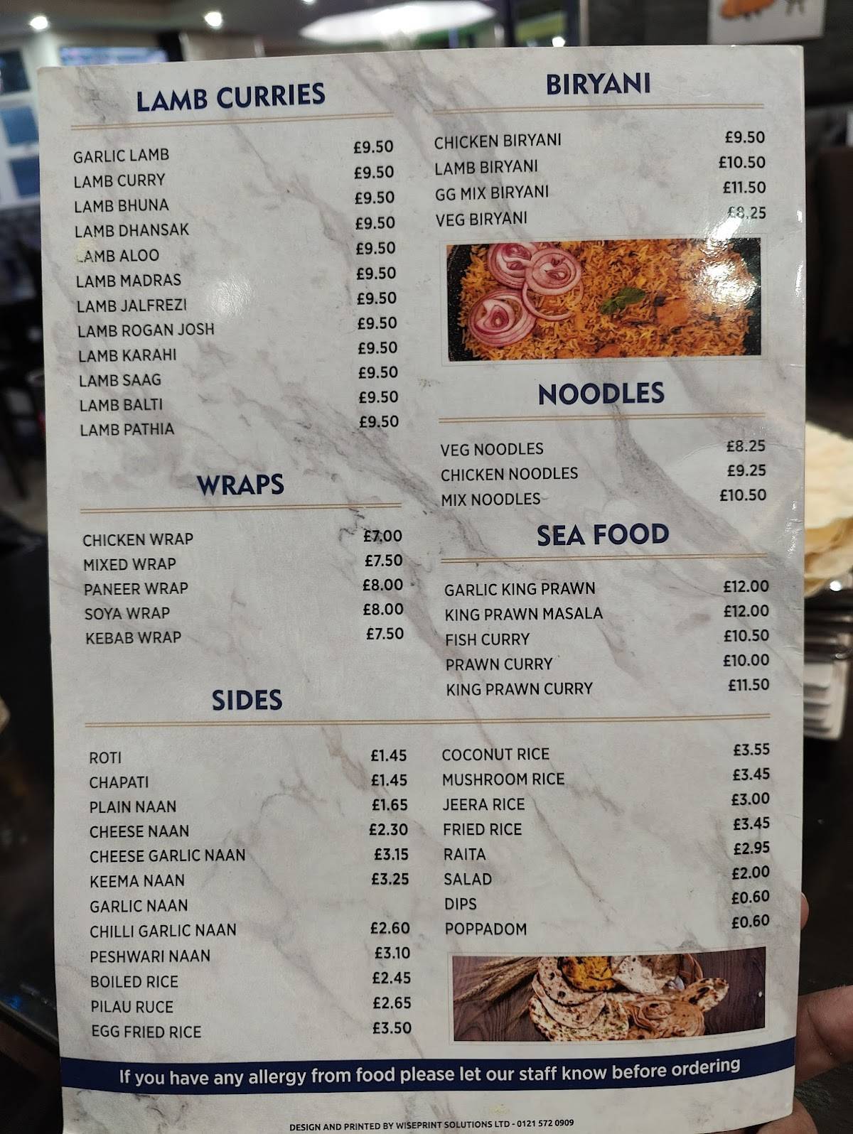 Menu at The New Garden Gate pub & bar, Birmingham