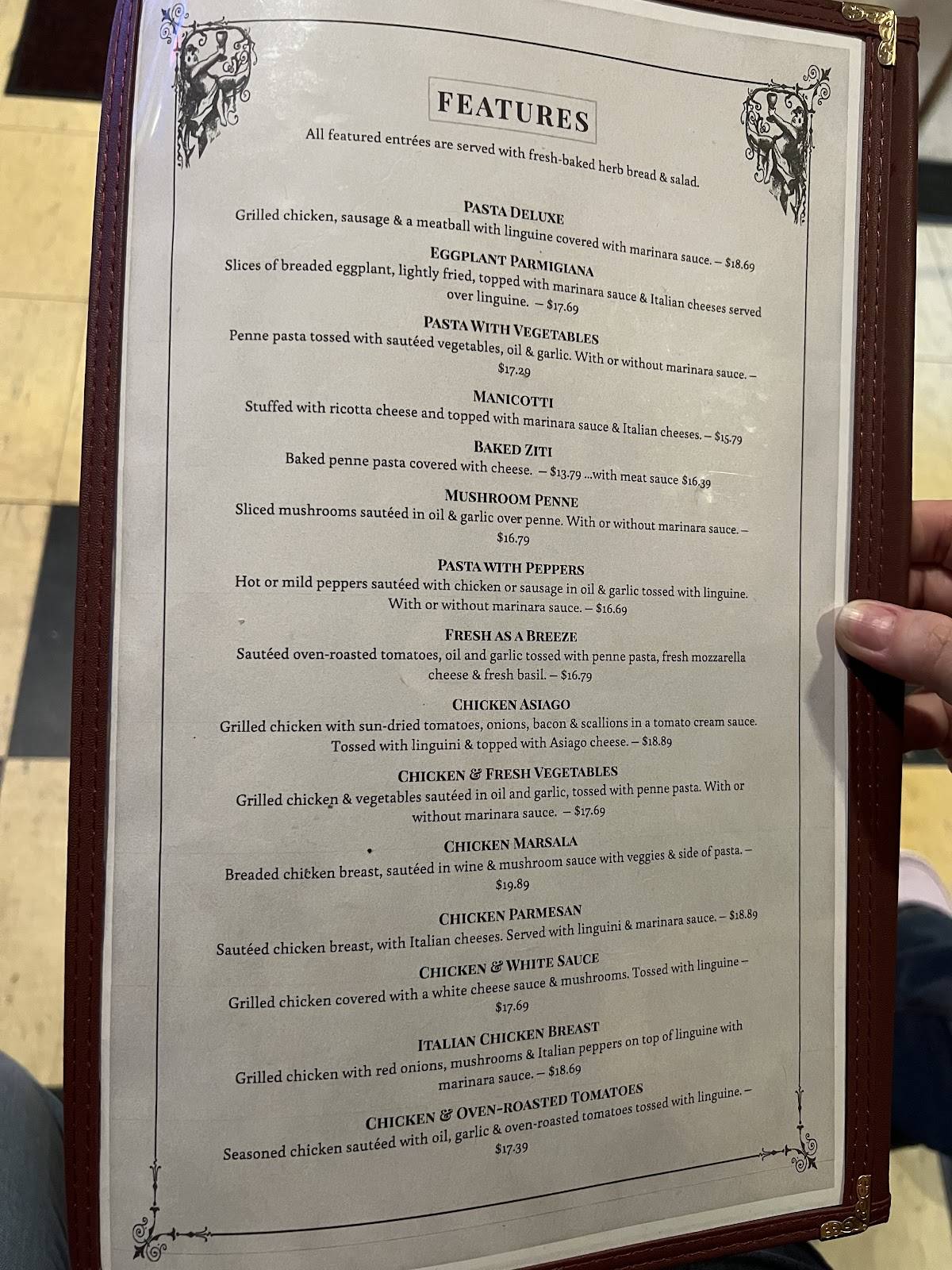 Menu at The New Italian Oven restaurant, Connellsville