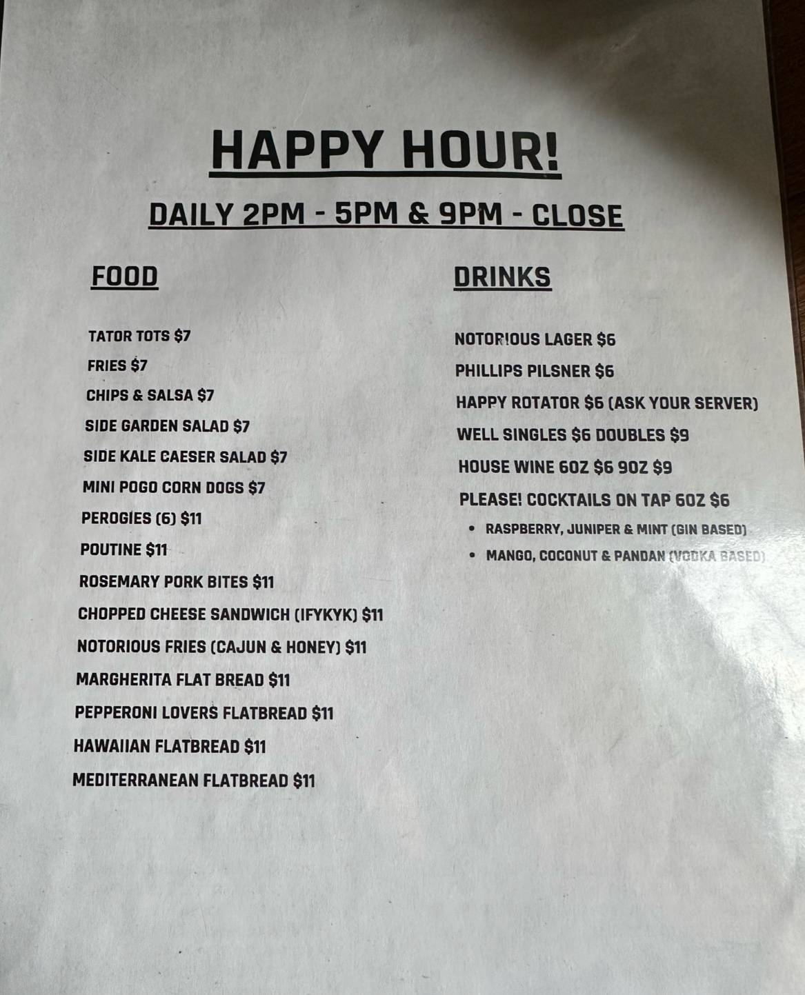 Menu at The Notorious Grey Fox Taps & Patio pub & bar, New Westminster