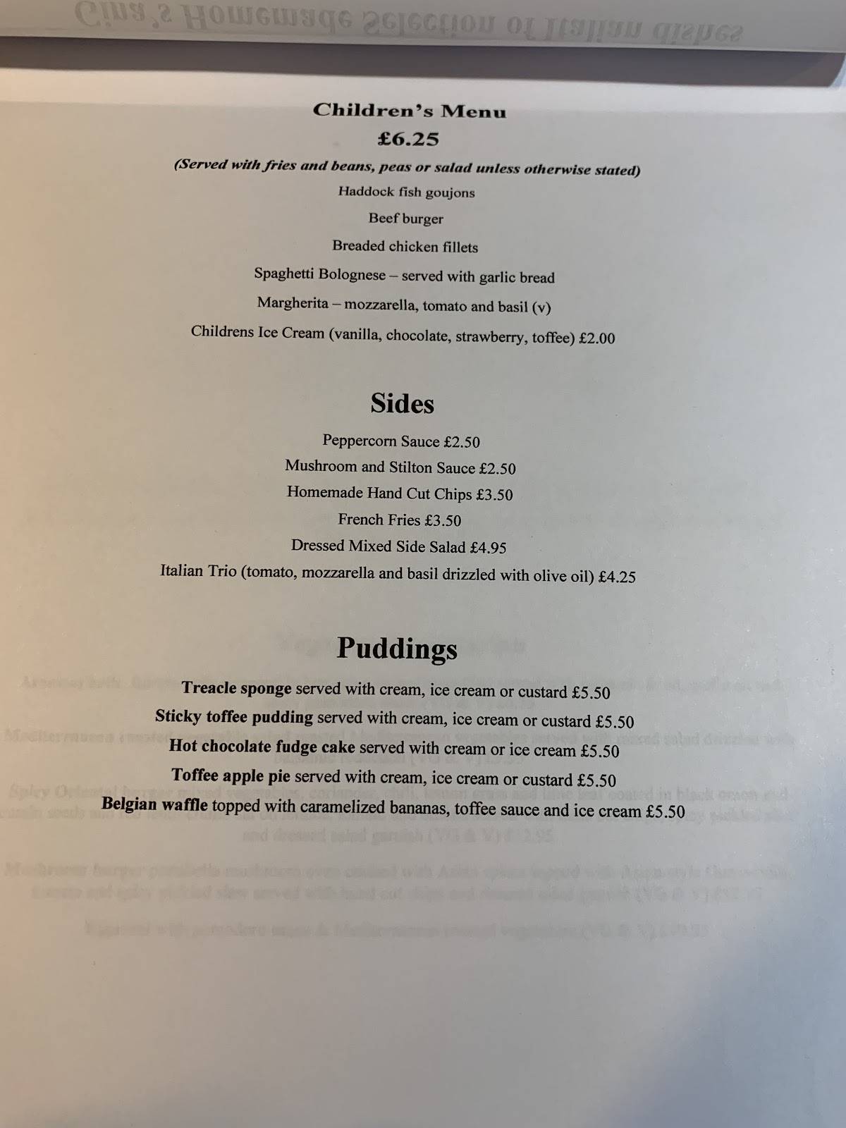 Menu at The Offley Arms pub & bar, Madeley