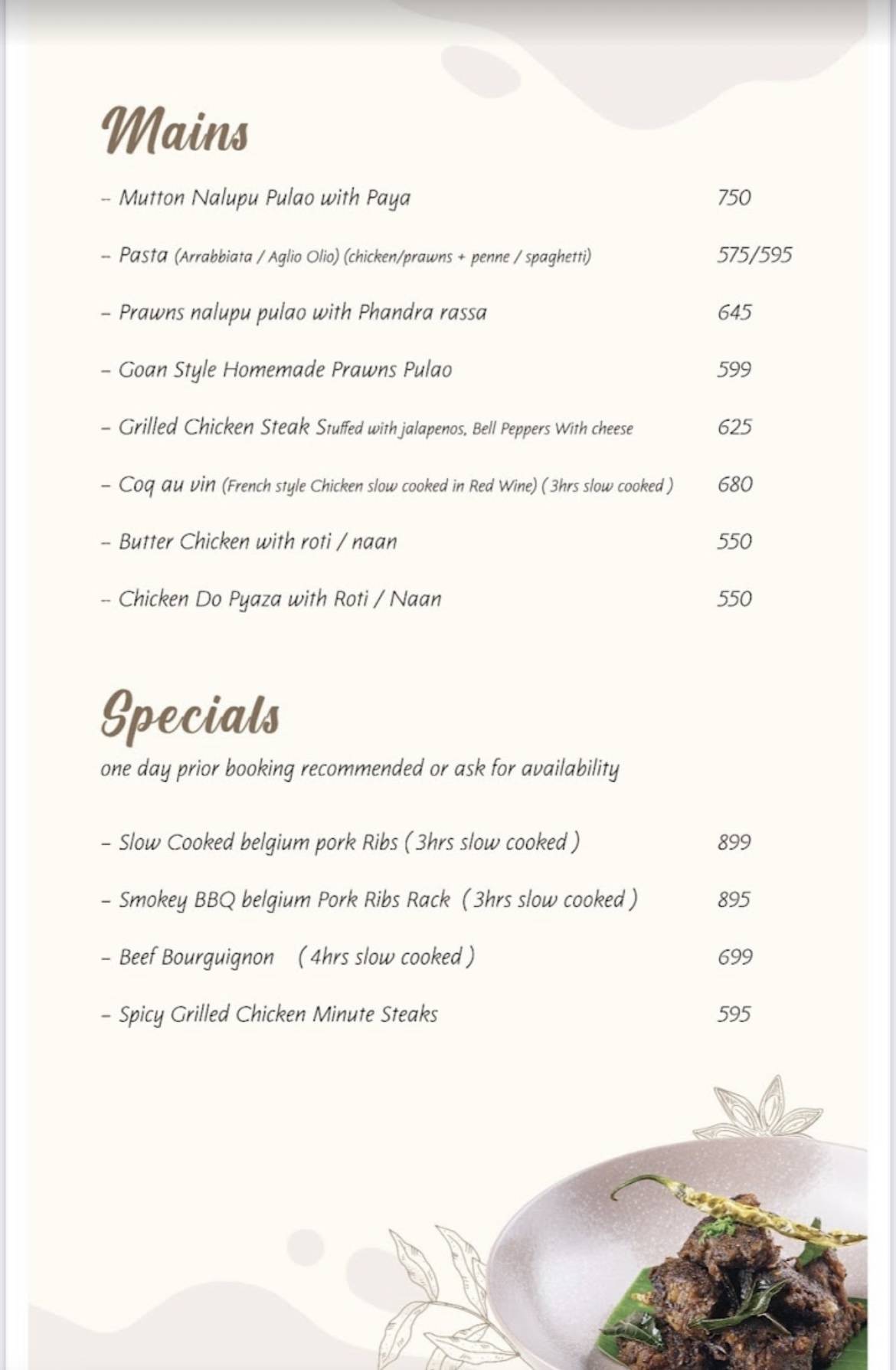 Menu at The Off White Bar & Grill, Margao