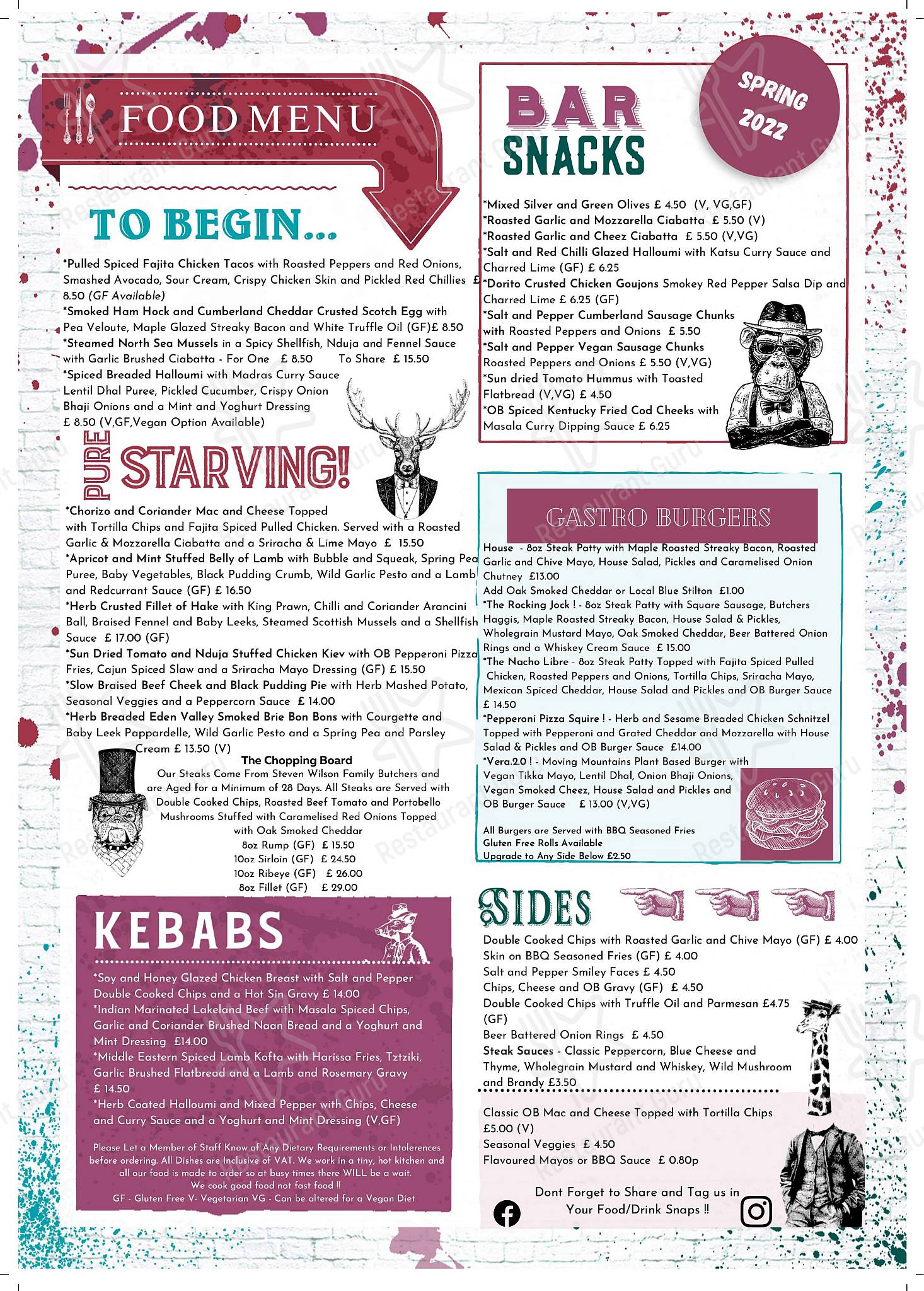 Menu at The Old Bank pub & bar, Carlisle