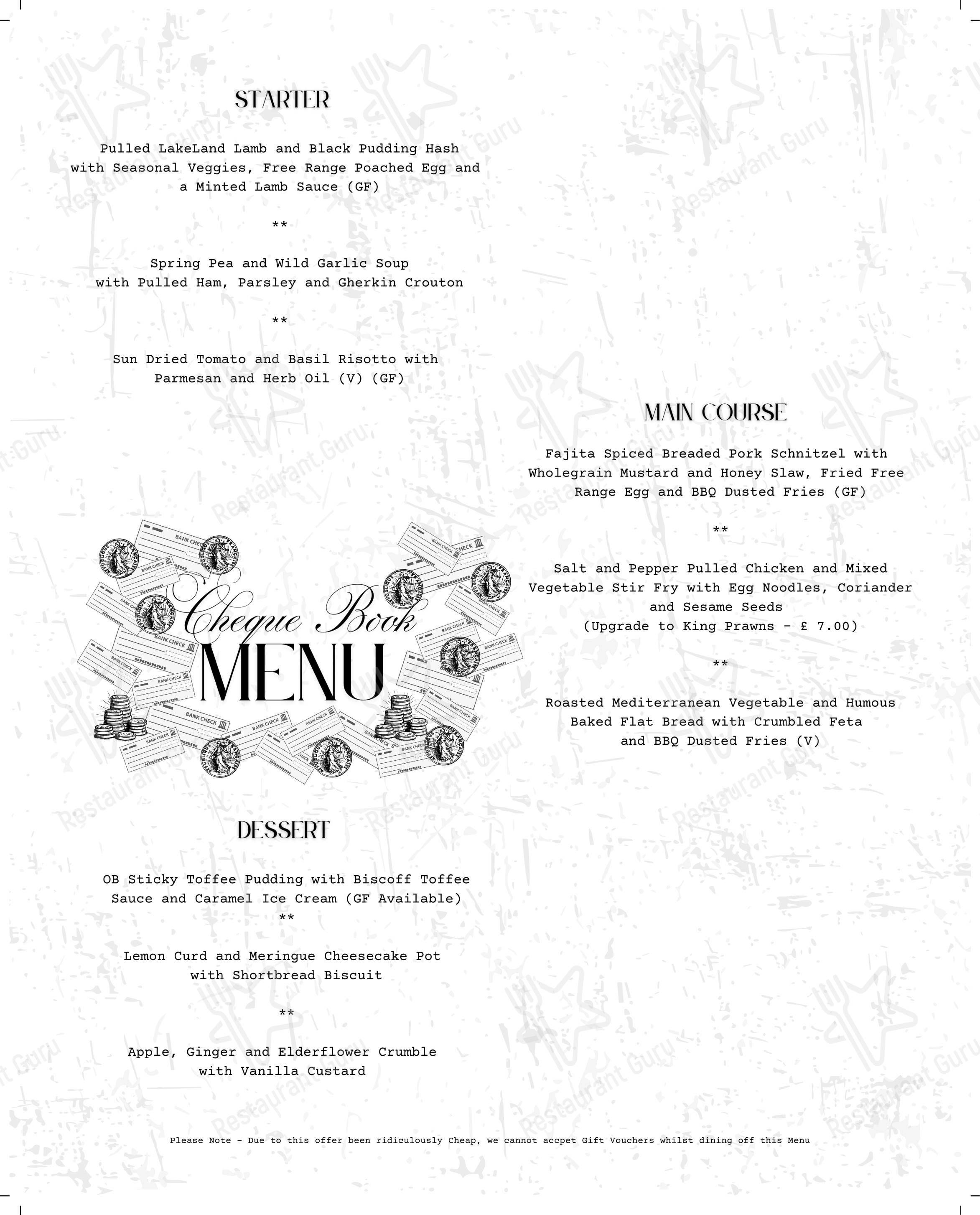 Menu at The Old Bank pub & bar, Carlisle