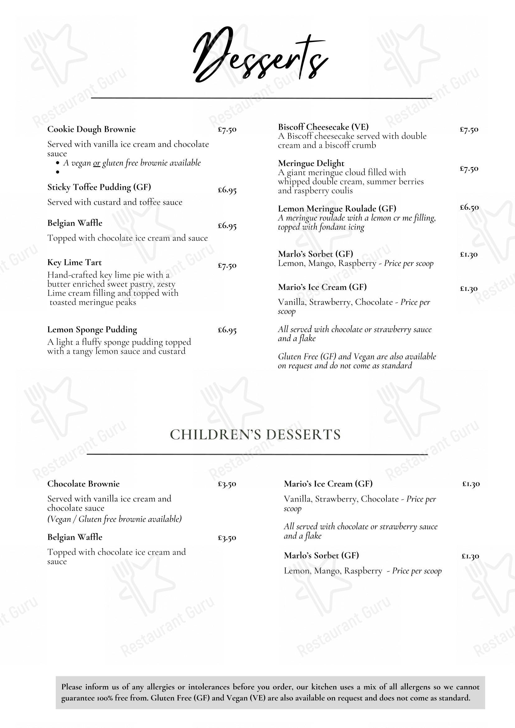 Menu at The Old Farmhouse Nailsea pub & bar, Nailsea, Trendlewood Way