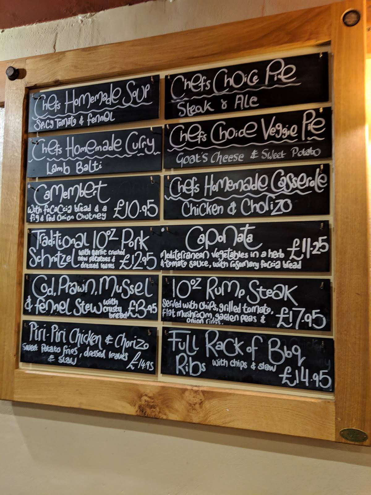 Menu at The Old Inn pub & bar, Widecombe in the Moor