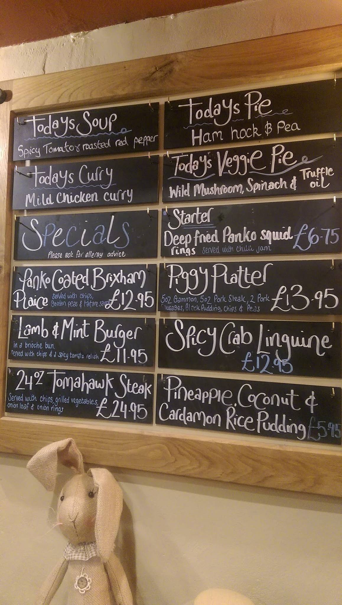 Menu at The Old Inn pub & bar, Widecombe in the Moor