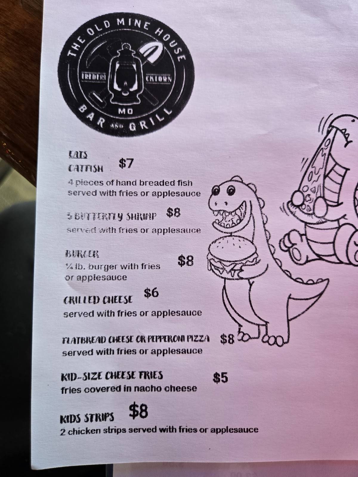 Menu at The Old Mine House Fredericktown pub & bar, Fredericktown